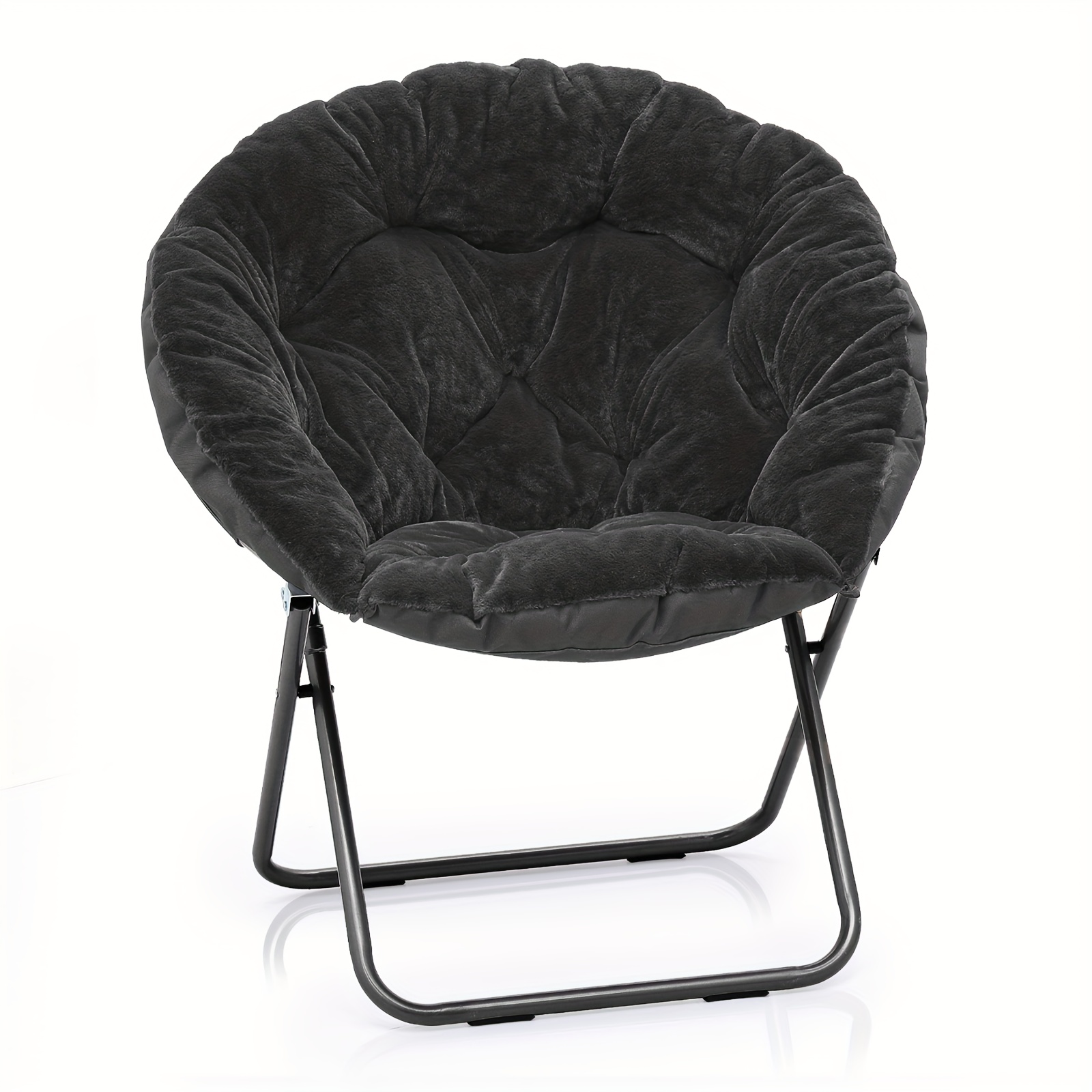 Eurekaly Trading Round Folding Faux Fur Saucer Chair for Bedroom Living ...