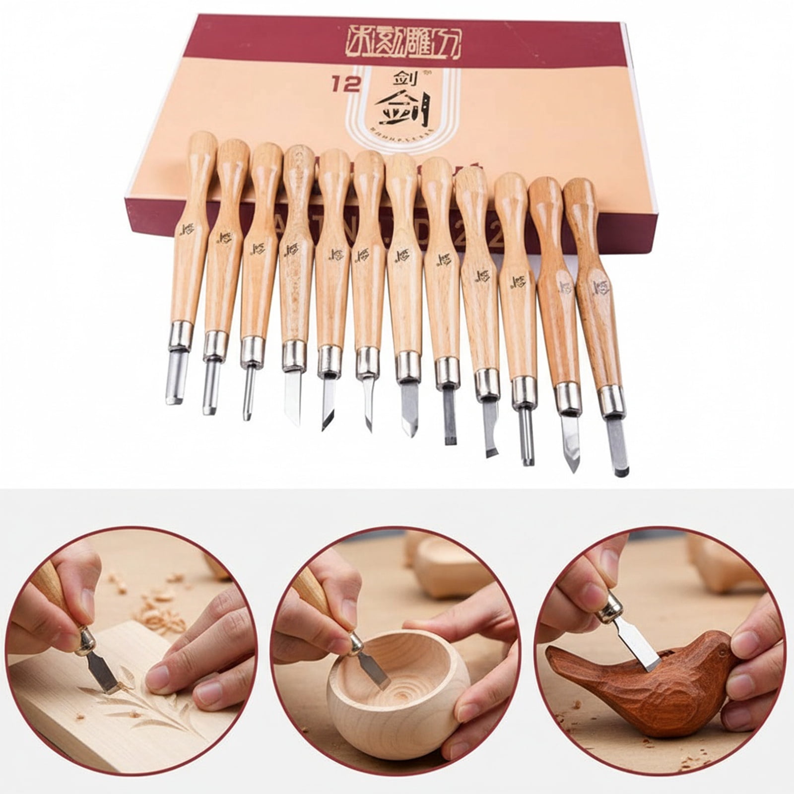 Eurhowing 12 Pcs Wood Carving Tool Set, Carbon Steel Wood Carving ...