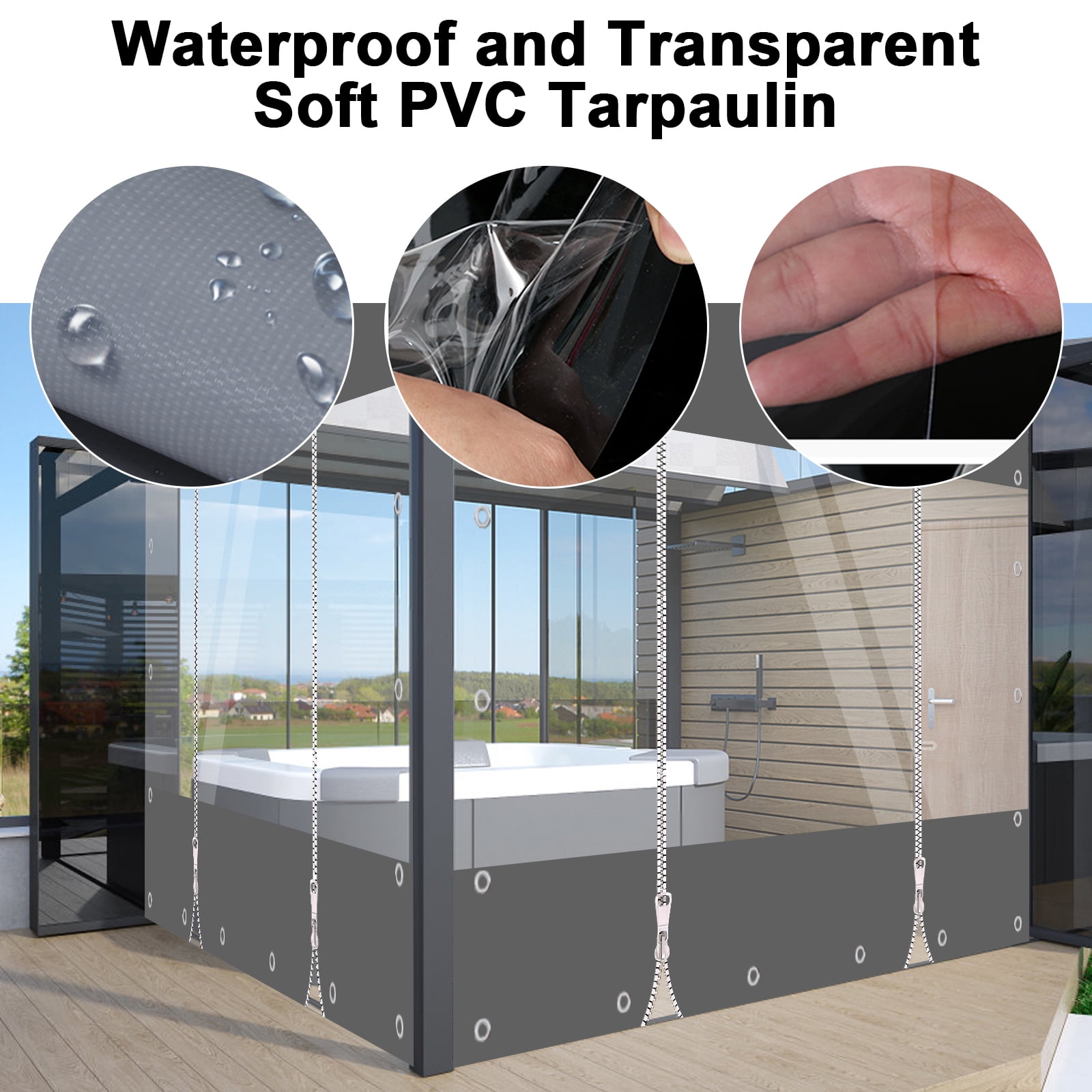 Eurhowing 22Mil Heavy Duty Clear Vinyl Tarps, Waterproof & Tear ...