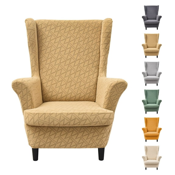 Eurhowing 2Pcs Wingback Chair Cover, Stretch Spandex Jacquard Armchair ...