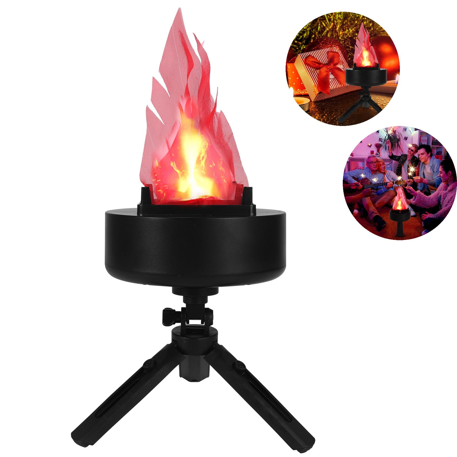 Eurhowing 3D Fake Flame Lamp, Battery Powered Rechargeable Desktop ...