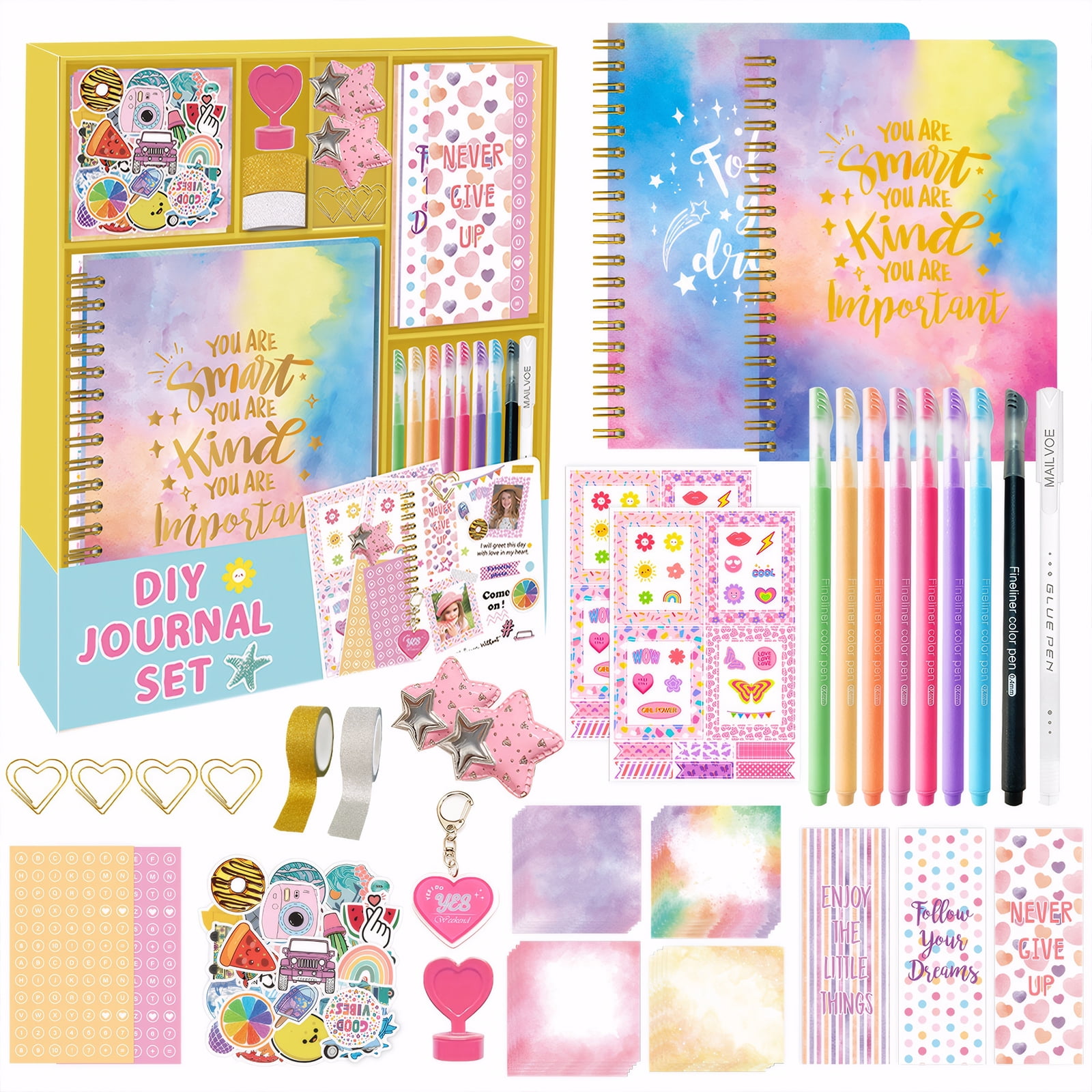 Eurhowing 98 Pcs DIY Journaling Kit for 4-13Y Girls, DIY Journal Set ...