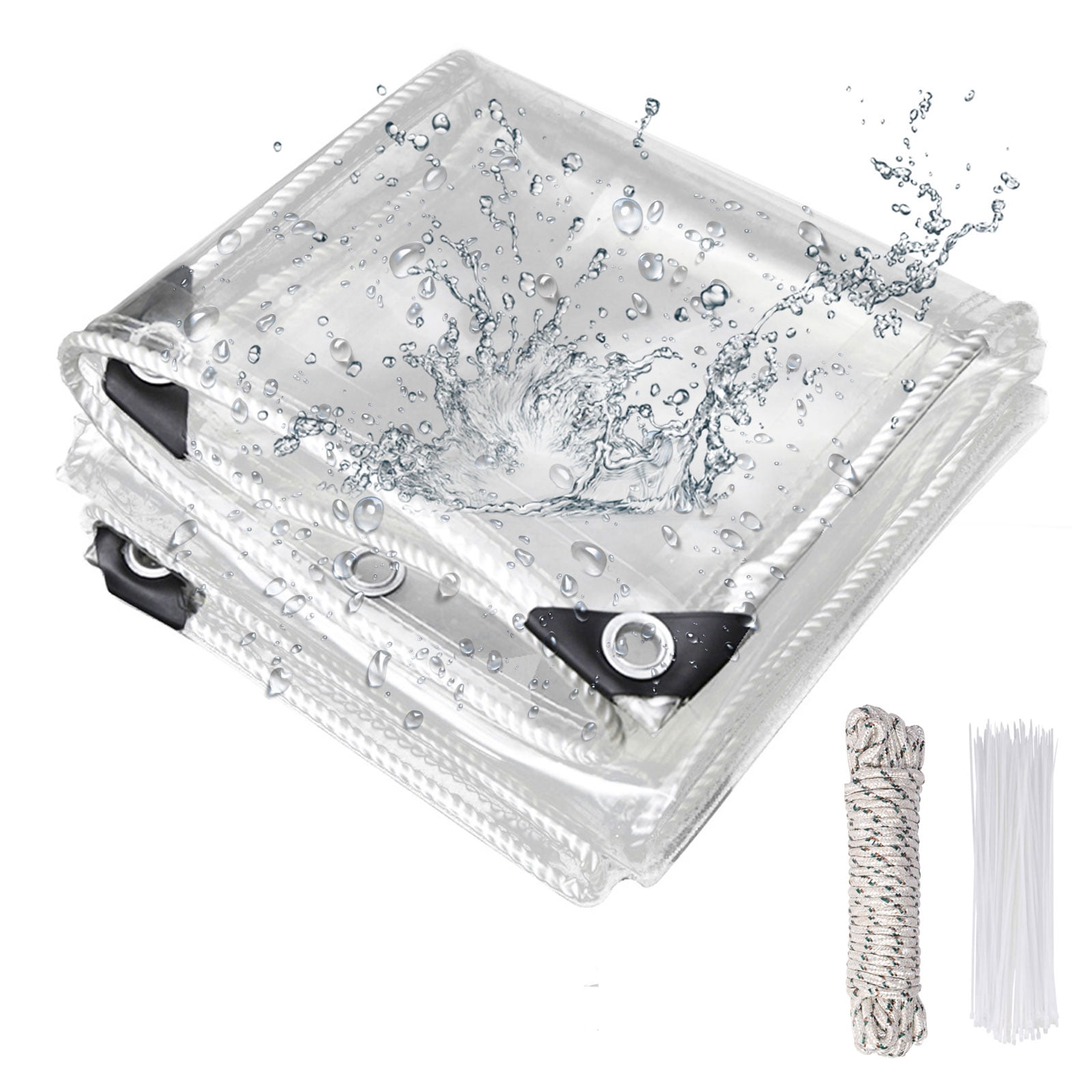 Eurhowing 14Mil Clear PVC Vinyl Tarp,3.3x4.9Ft Heavy Duty Waterproof ...
