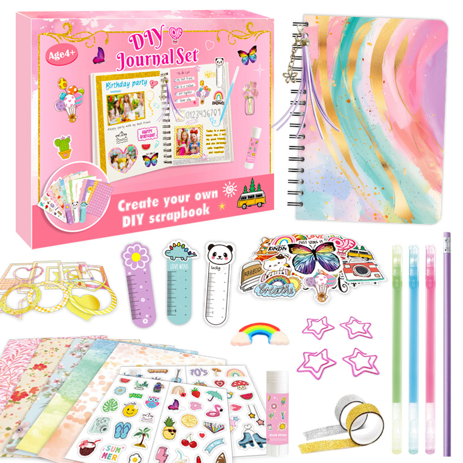 Eurhowing 157Pcs DIY Journal Kit for Girls, Scrapbook Diary Supplies ...