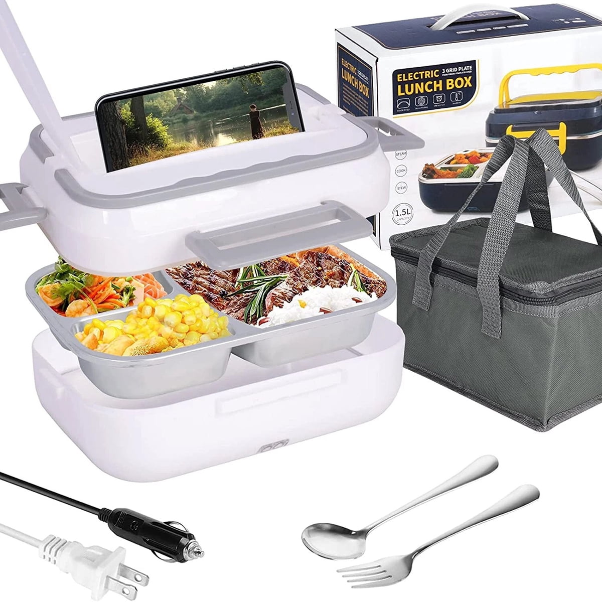 Eurhowing Electric Lunch Box Food Heater, 2-in-1 Insulated Food Warmer ...