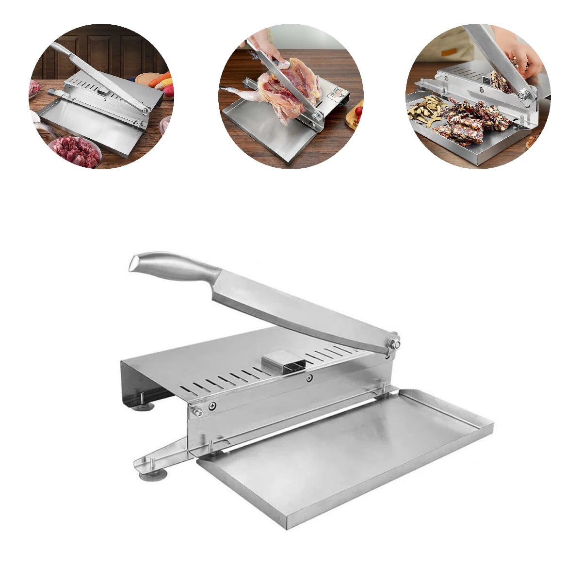 Eurhowing Manual Bone Slicer Meat Cutter, Heavy Duty Stainless Steel ...