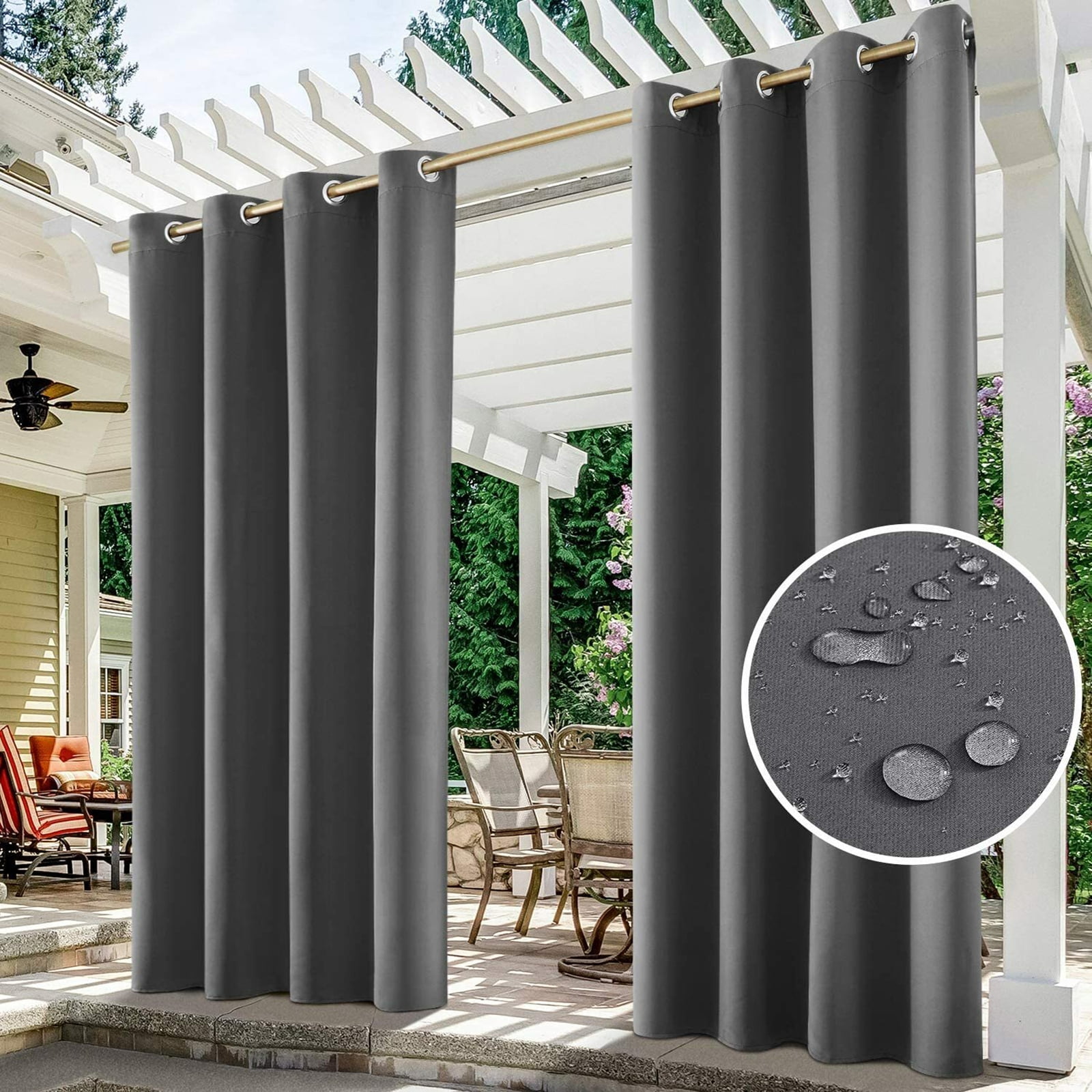 Eurhowing Outdoor Curtains for Patio Waterproof, Light Filtering ...