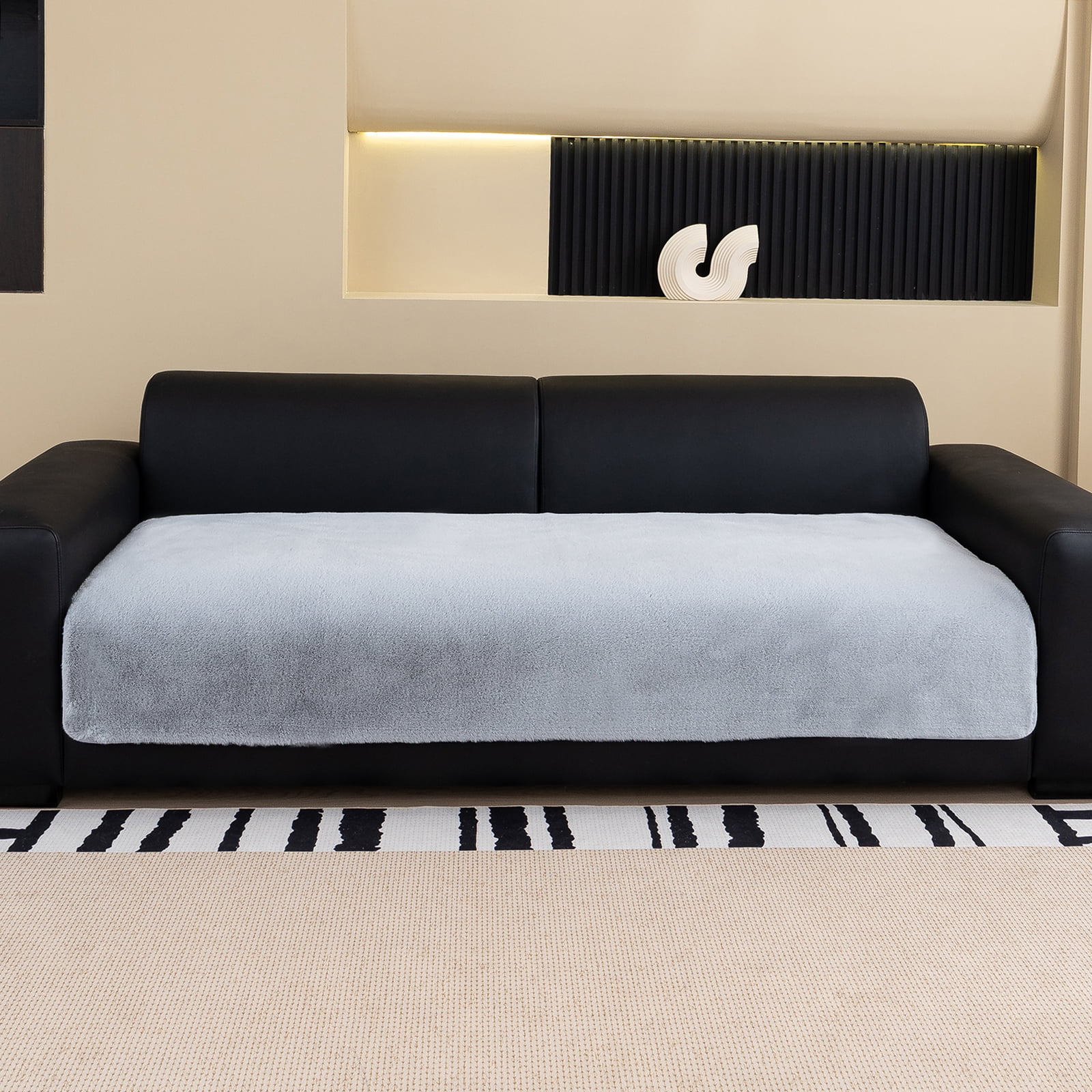 Eurhowing Plush Sofa Slipcover for 2-3-4 Seater & L-Shape, Non-Slip ...