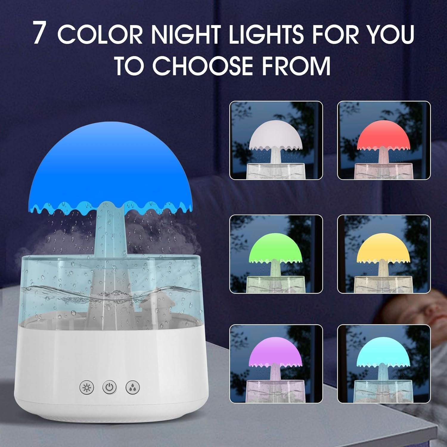Eurhowing Rain Cloud Humidifier Water Drip Diffuser Mushroom Diffuser ...