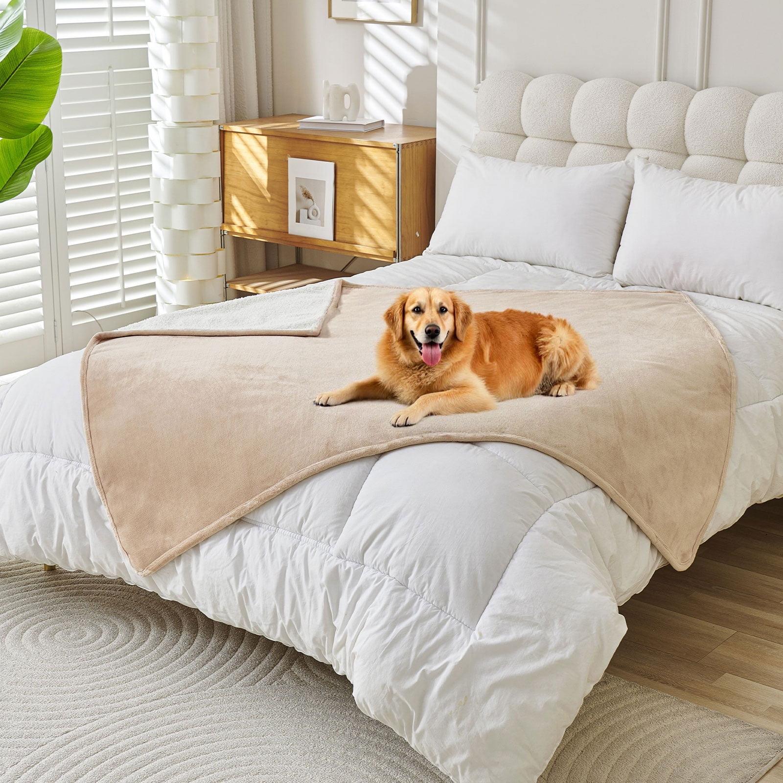 Eurhowing Waterproof Pet Blanket, Reversible Sherpa & Fleece Dog Bed ...