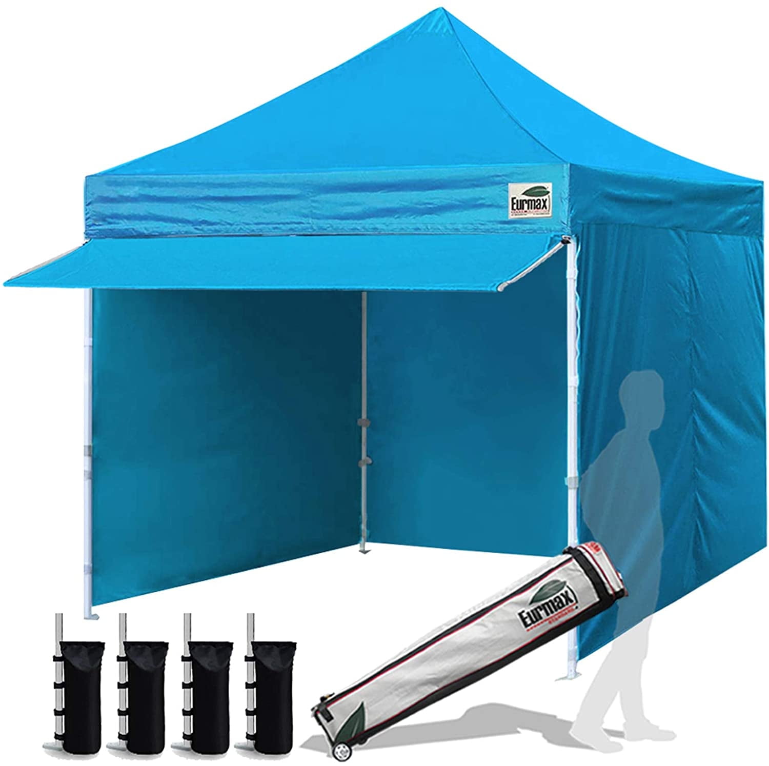 Eurmax 10x10 Pop Up Commercial Canopy Tent with Sidewalls & 24 sq ft ...