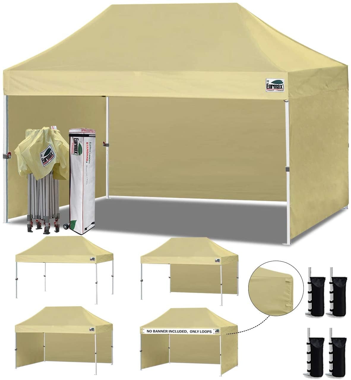 Eurmax 10x15 Ez Pop-up Canopy Tent Commercial Instant Canopies with 4 ...