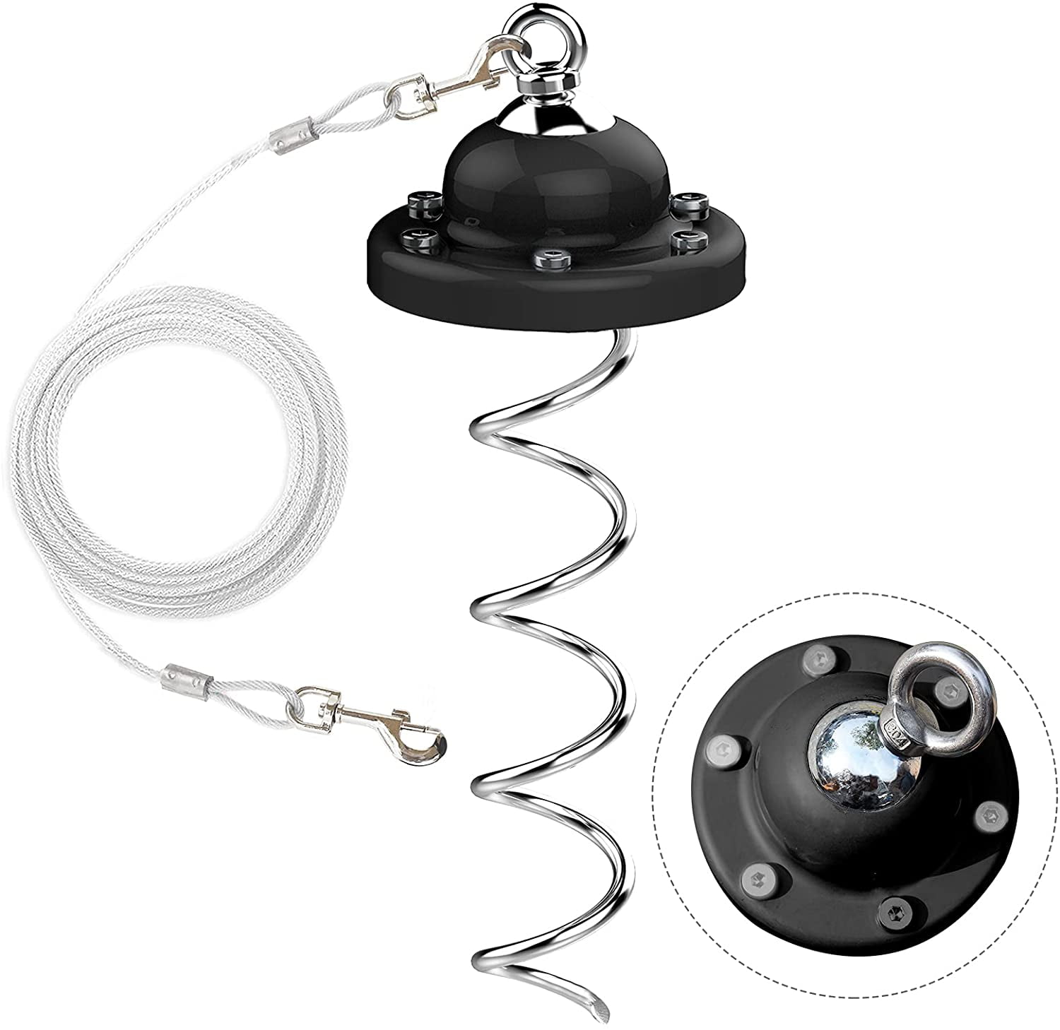 Eurmax 360° Swivel Pet Dog Tie Out Stake Bonus 17FT Dog Tie Out Cable ...