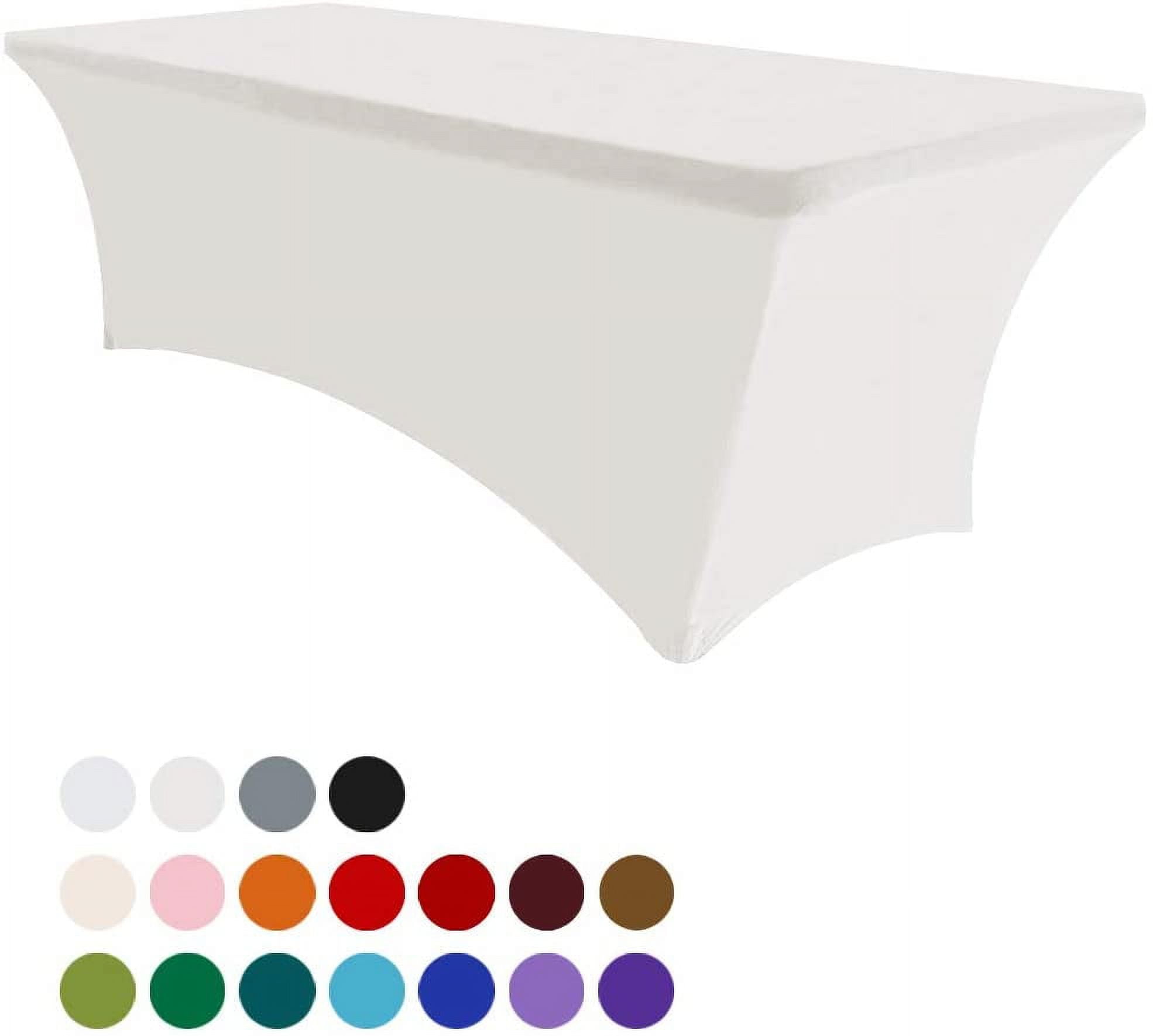 Euromax 5Ft Rectangular Fitted Spandex Tablecloths Table Covers (Ivory ...
