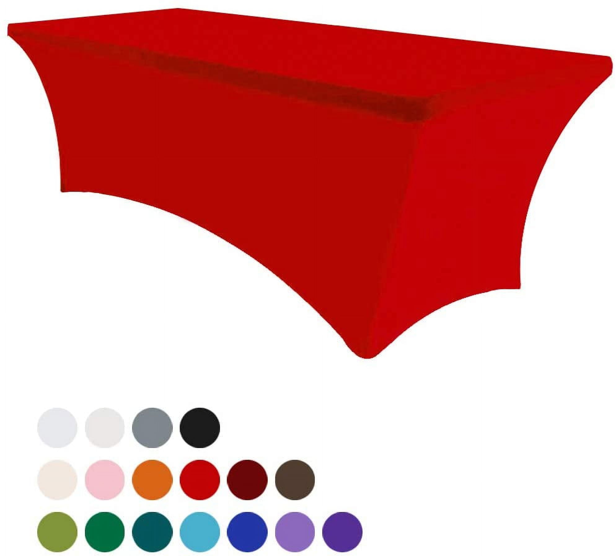 Euromax 6Ft Rectangular Fitted Spandex Tablecloth for Trade Shows, Red ...