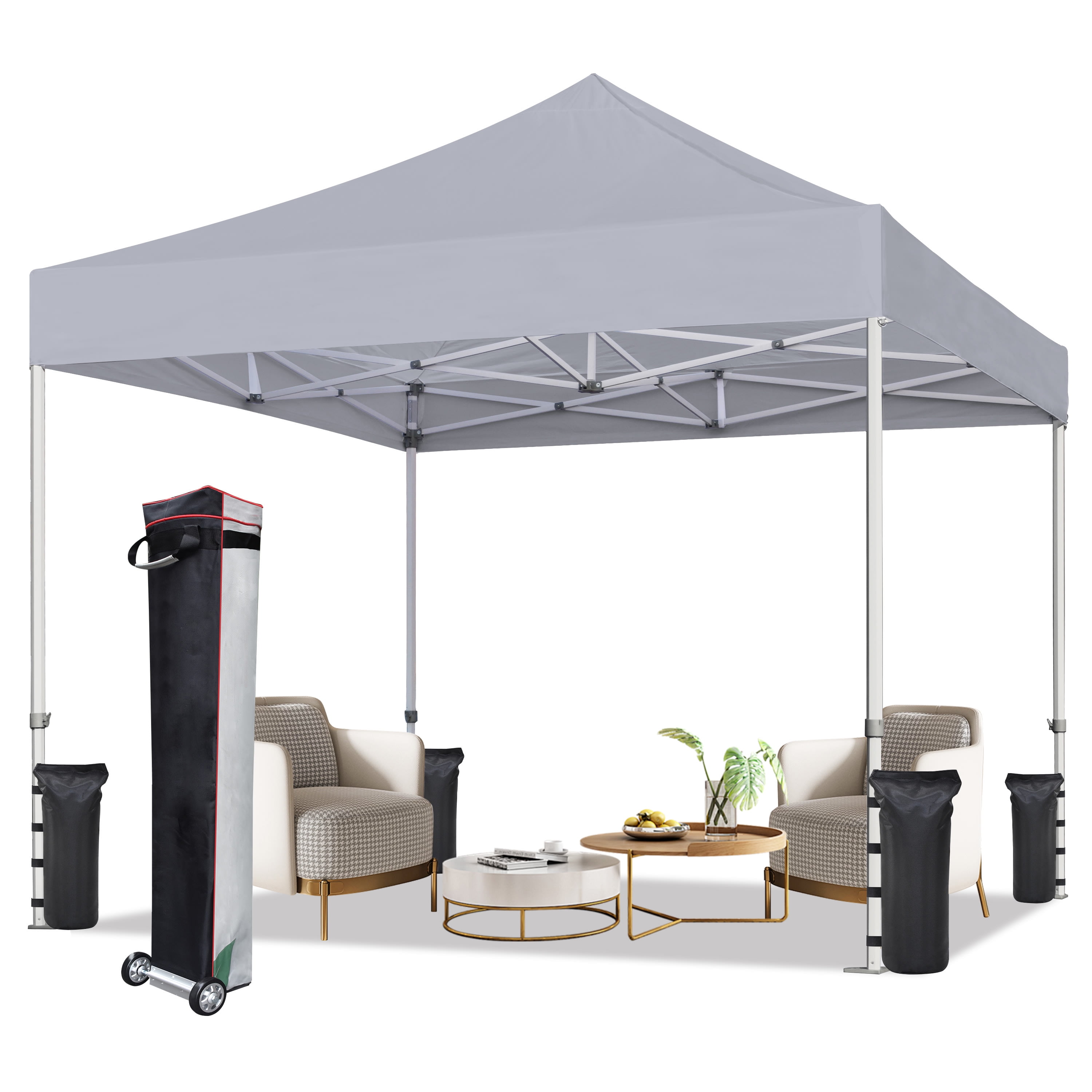 Eurmax Canopy 10' x 10' Gray Pop-up and Instant Outdoor Canopy ...
