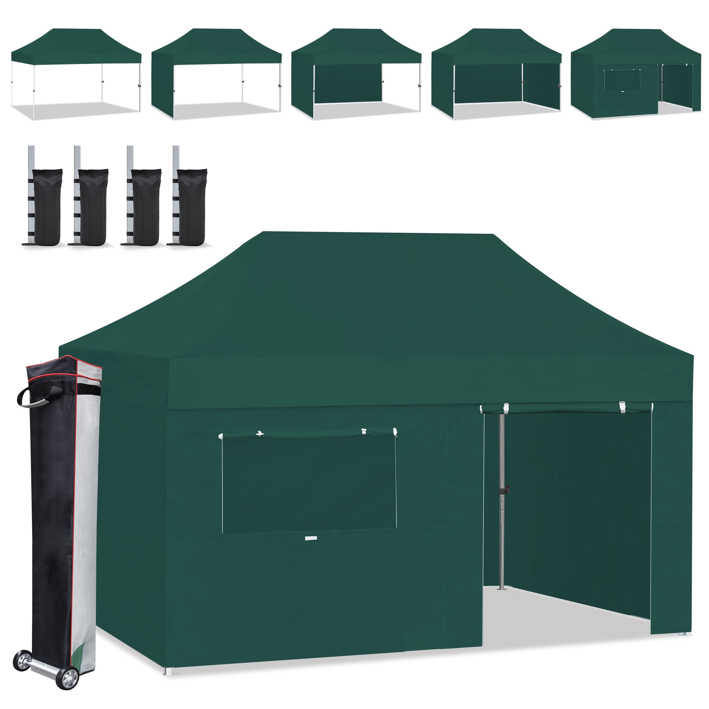 Eurmax USA 10'x15' Pop Up Canopy Tent with Heavy Duty Roller Bag,Bonus ...