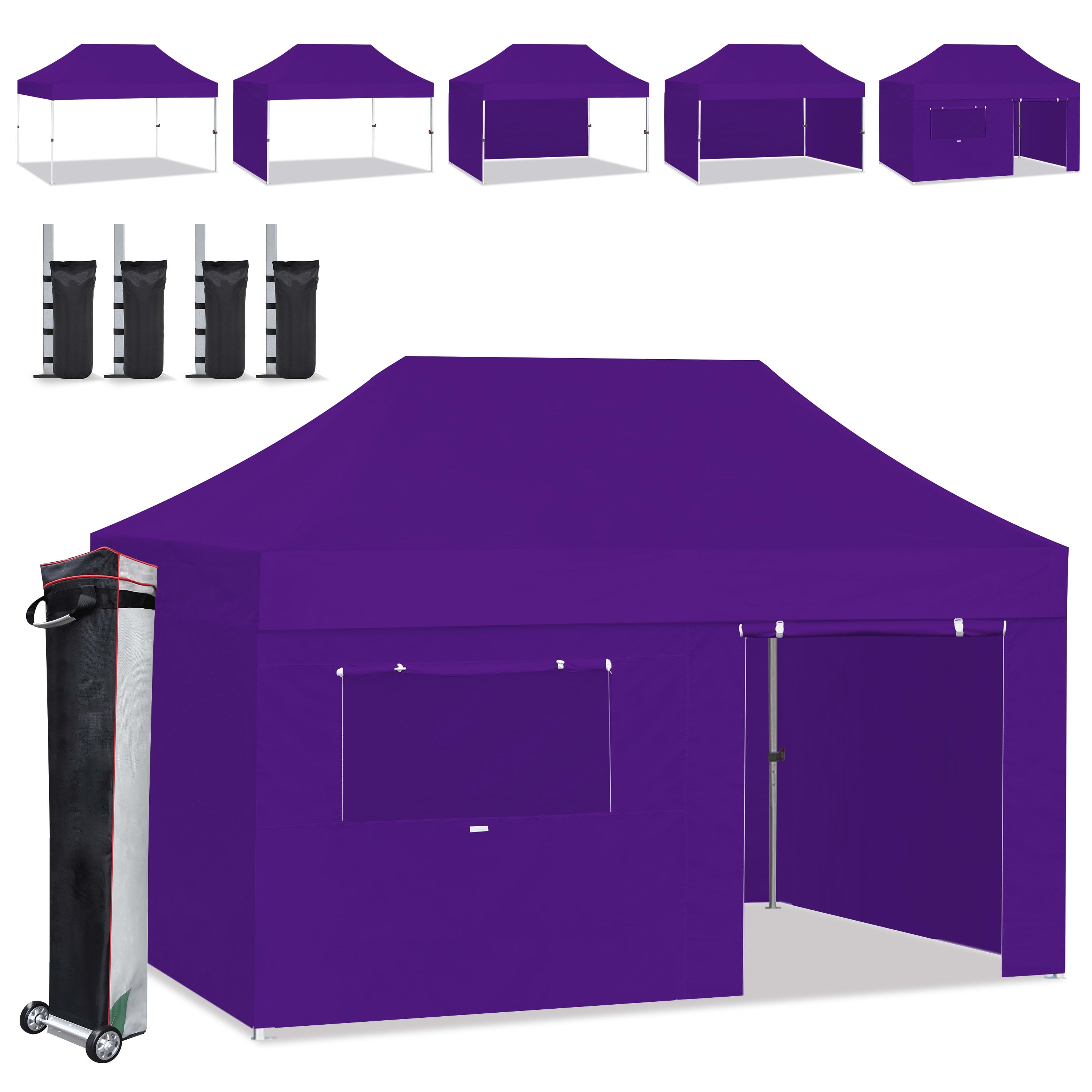 Eurmax USA 10'x15' Pop Up Canopy Tent with Heavy Duty Roller Bag,Bonus ...