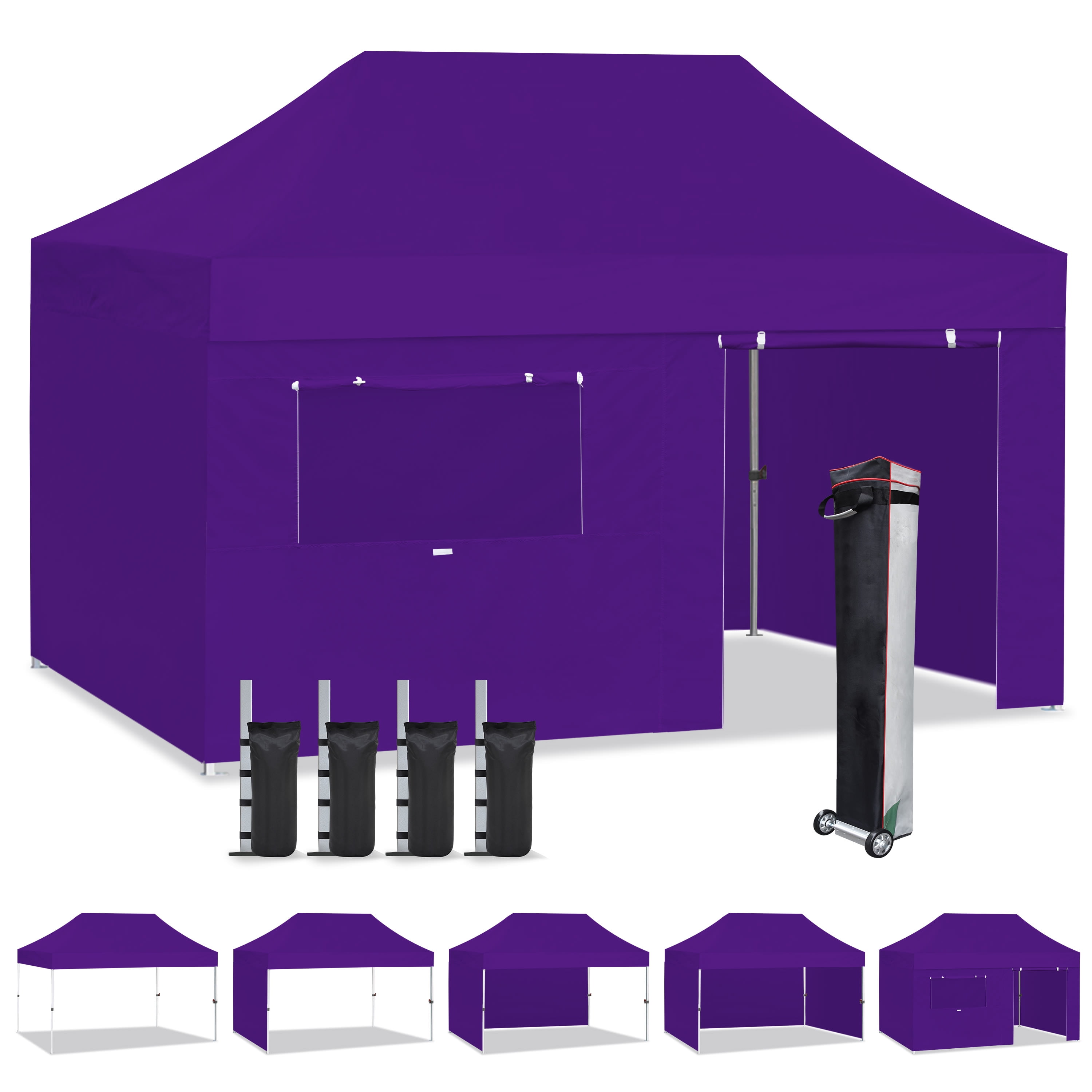 Eurmax USA 10'x15' Pop Up Canopy Tent with Heavy Duty Roller Bag,Bonus ...