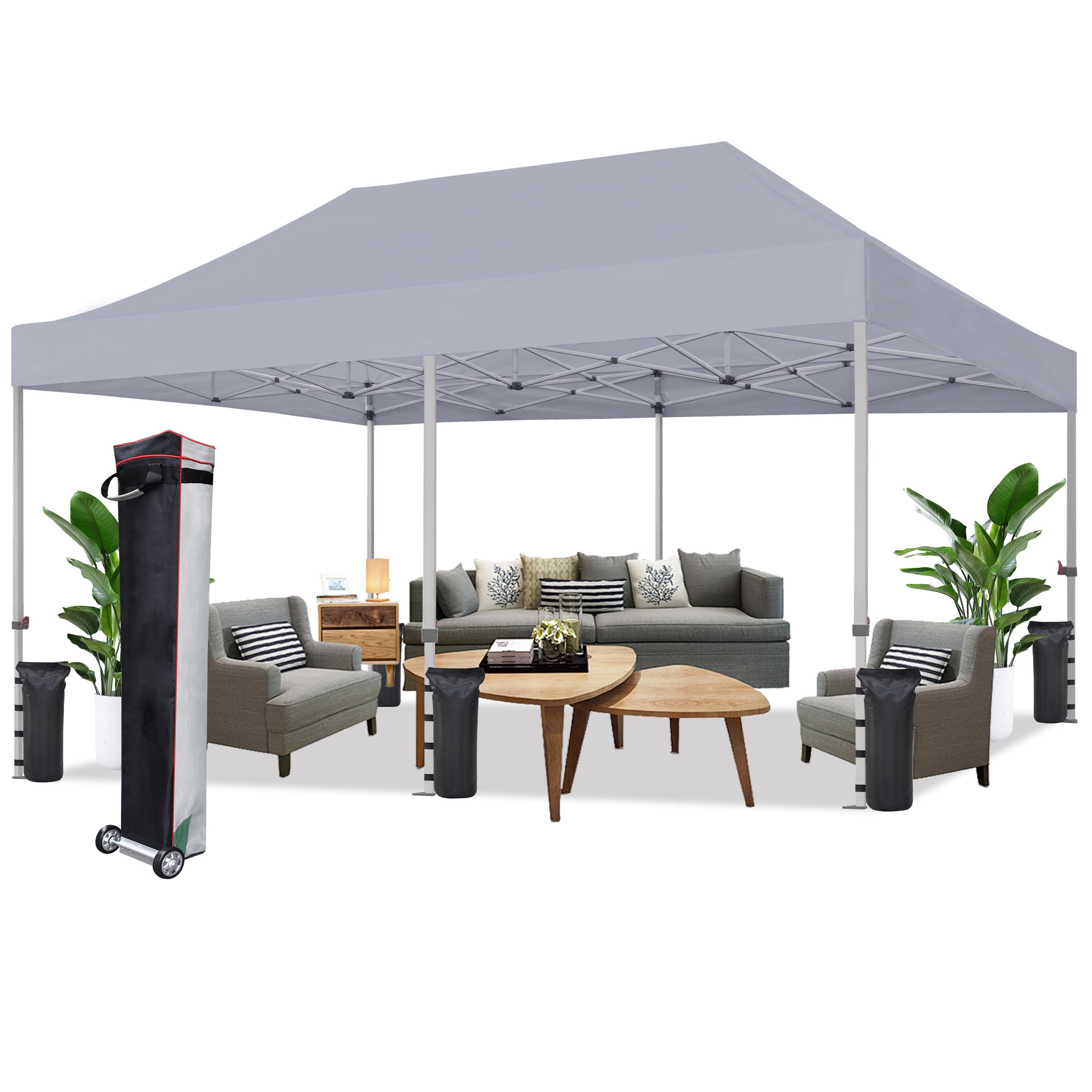 Eurmax USA 10'x20' Ez Pop Up Canopy Tent with Heavy Duty Roller Bag ...