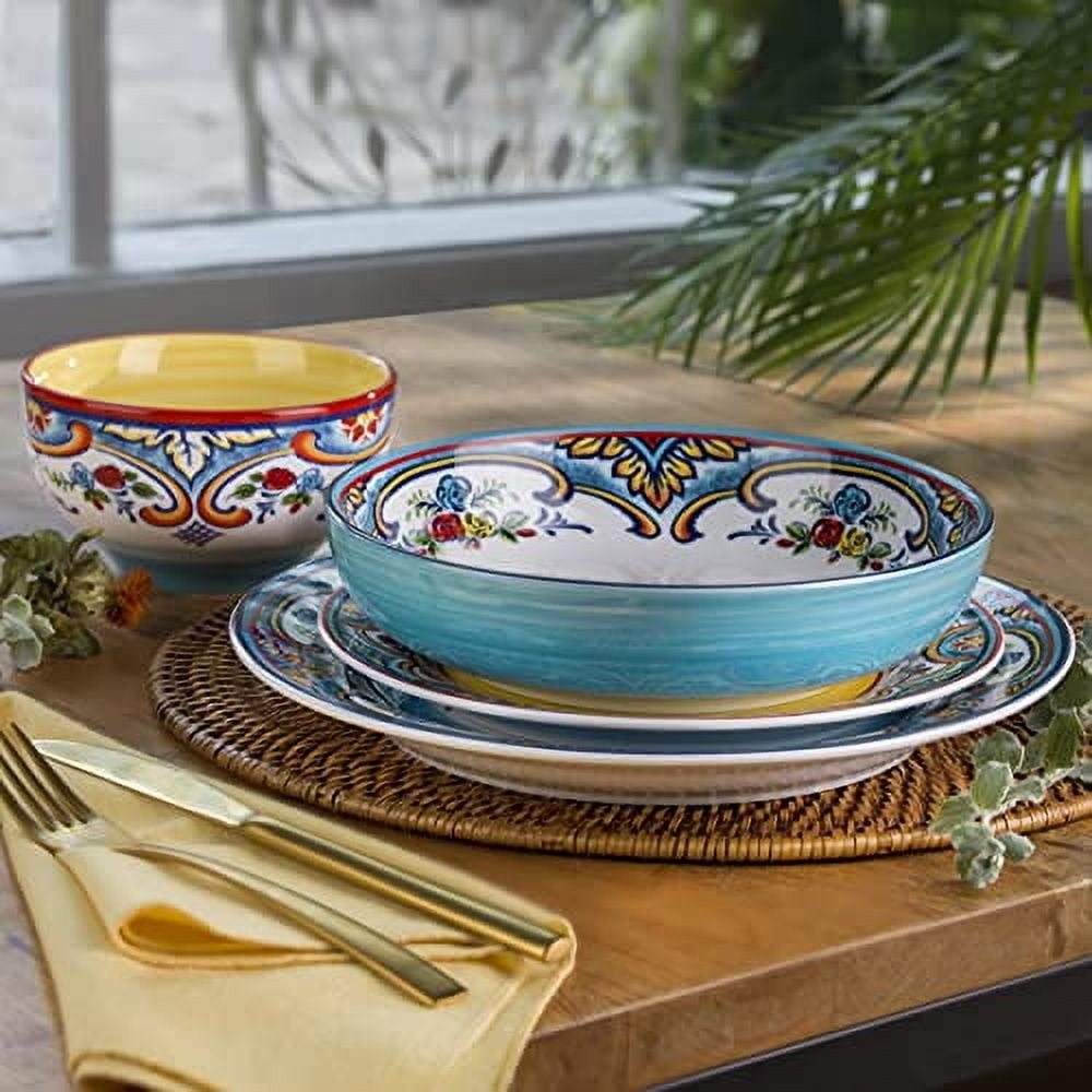 Euro Ceramica Zanzibar Double Bowl 16-Piece Dinnerware Set | Fine ...