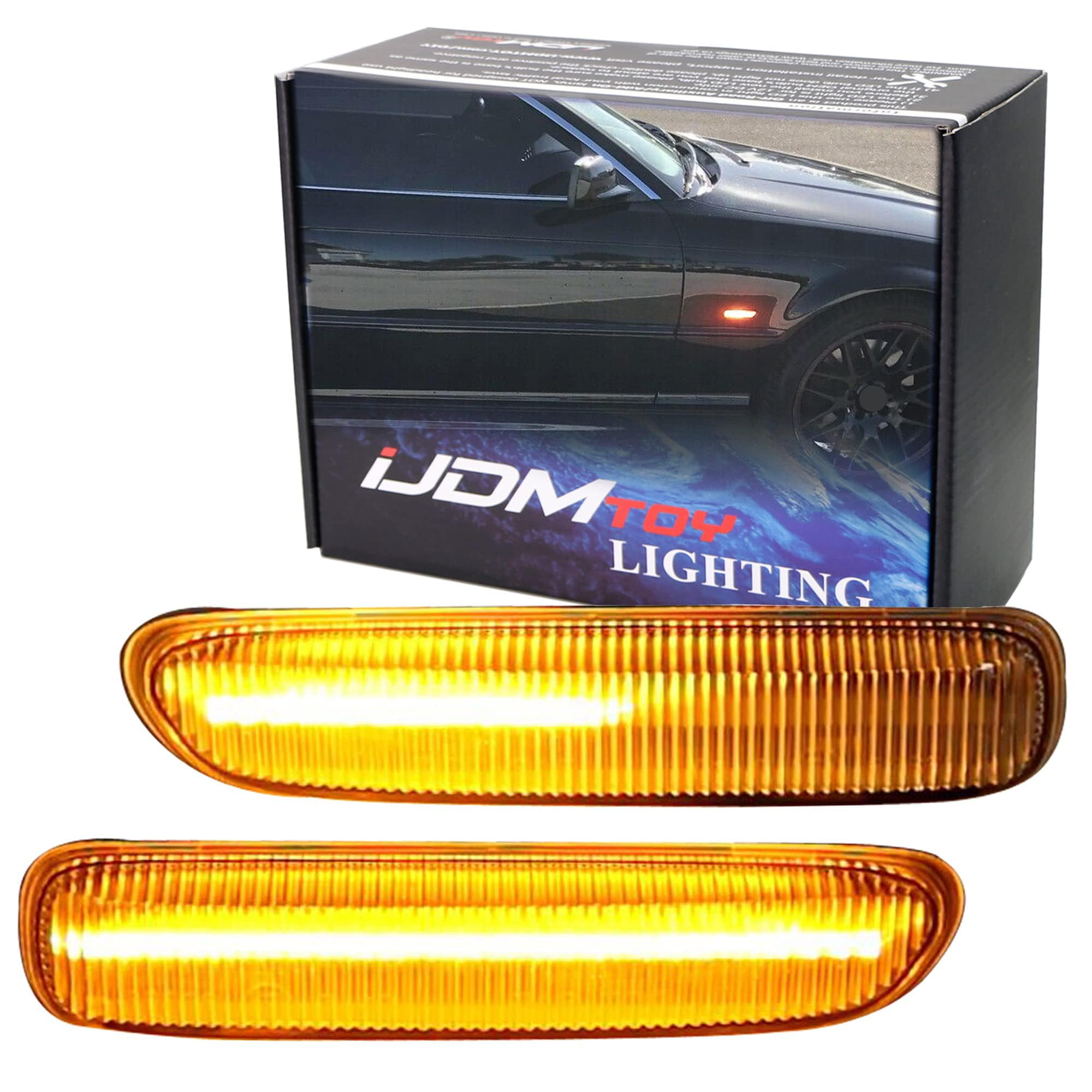 Euro Clear Lens Amber Full LED Sequential Blink Front Side Marker Light ...
