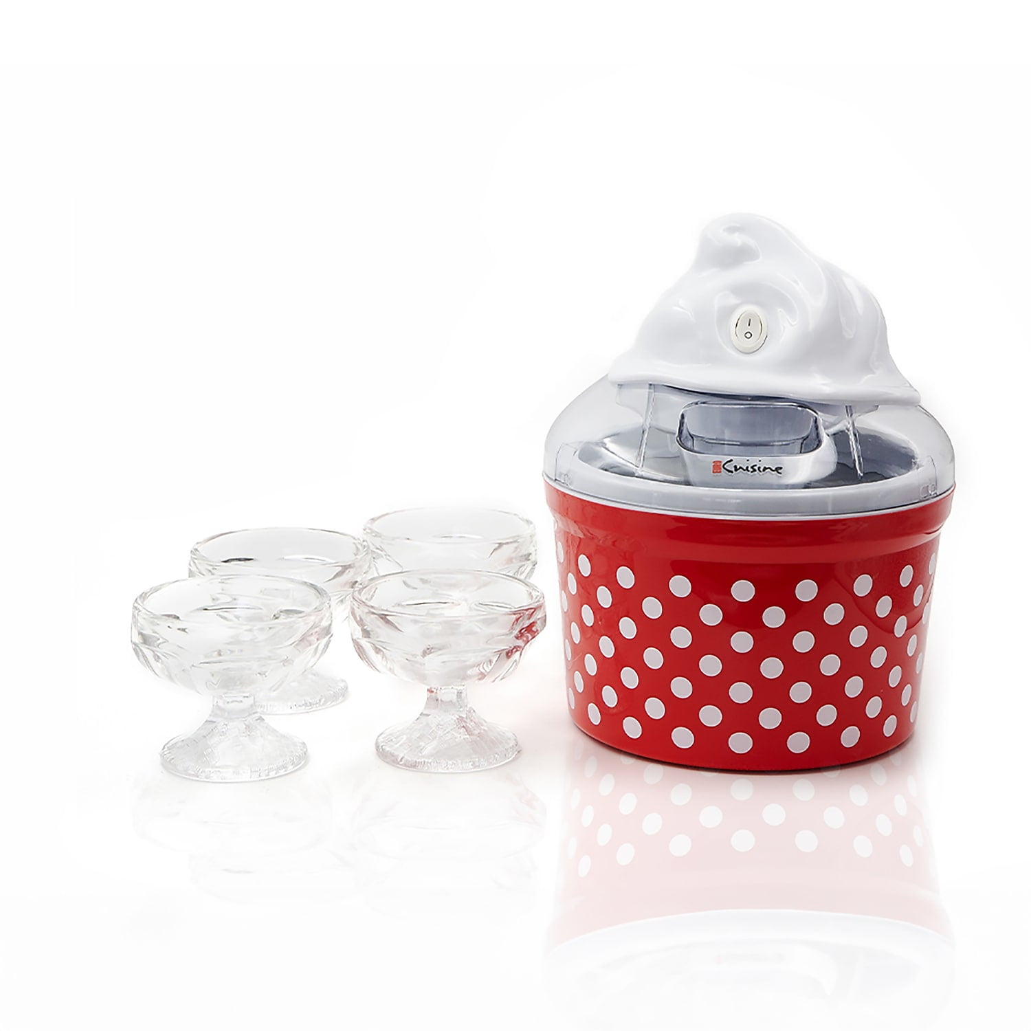 Euro Cuisine Automatic Ice Cream & Frozen Yogurt Maker with 4 Glass Ice ...