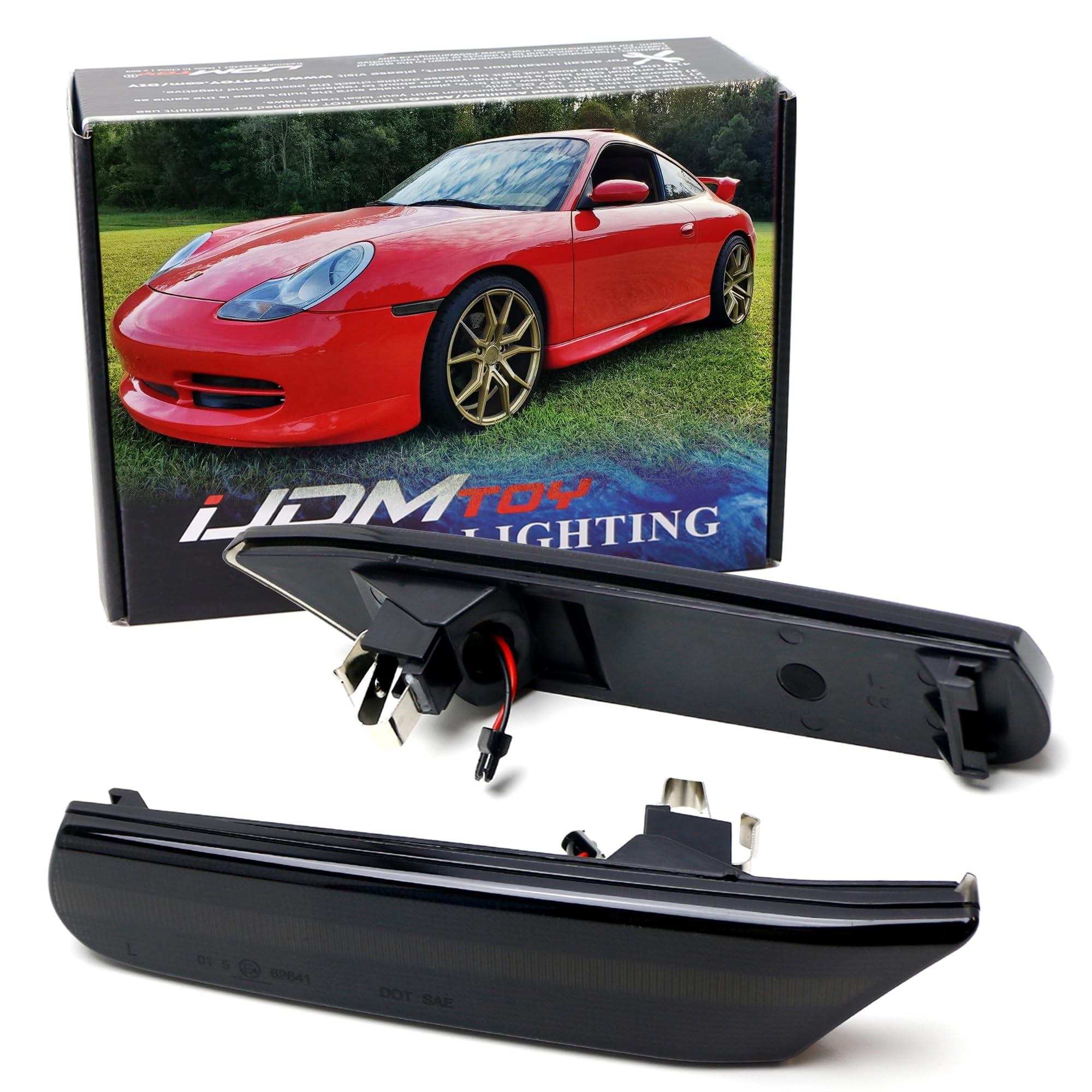 Euro Dark Smoked Lens Amber Full LED Sequential Blink Front Side Marker ...