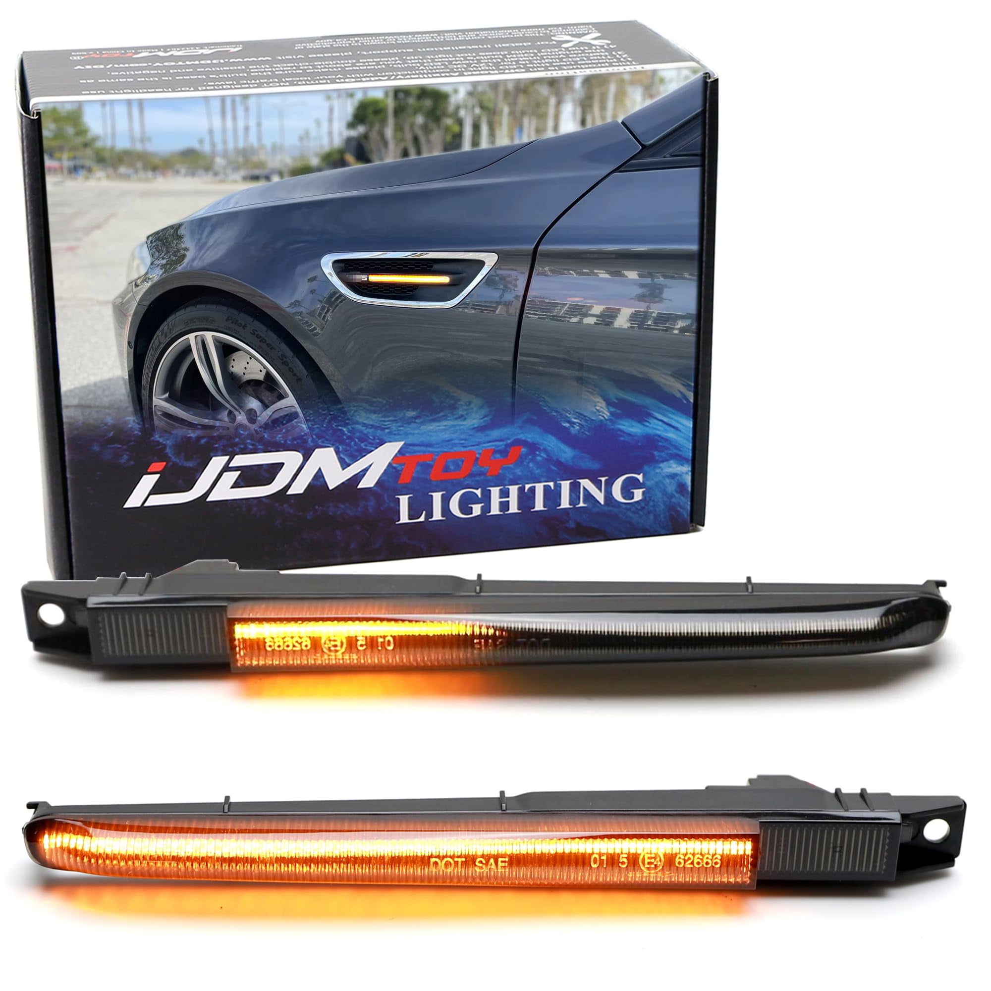 Euro Dark Smoked Lens Amber LED Sequential Blink M-Package Fender Vent ...