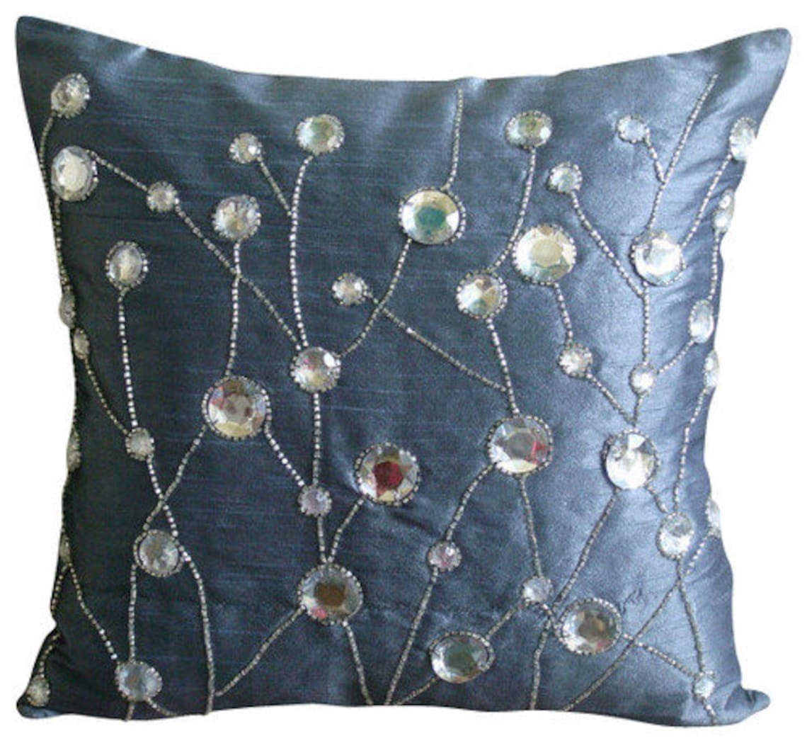 Euro Pillow Cases, Blue Euro Pillow Covers 26x26 inch (65x65 cm), Silk ...