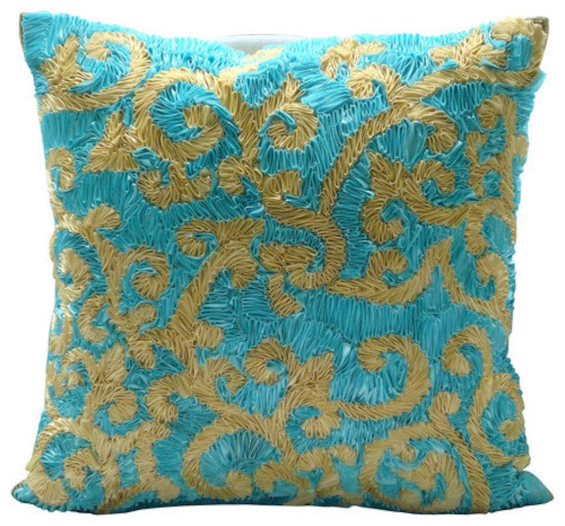 Euro Pillow Cases, Euro Pillow Sham, Luxury Blue European Shams 26x26 ...