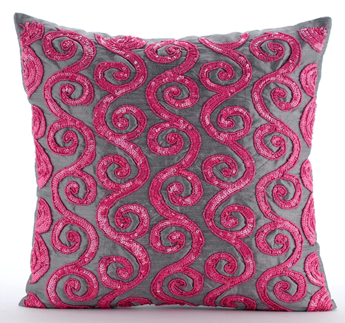 Euro Sham Cover, Pink Euro Pillow Covers 26x26 inch (65x65 cm), Silk ...