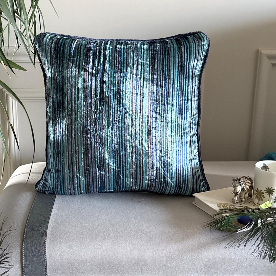 Euro Sham Pillow Covers, Blue 26"x26" (65x65 cm) Throw Pillow Covers ...