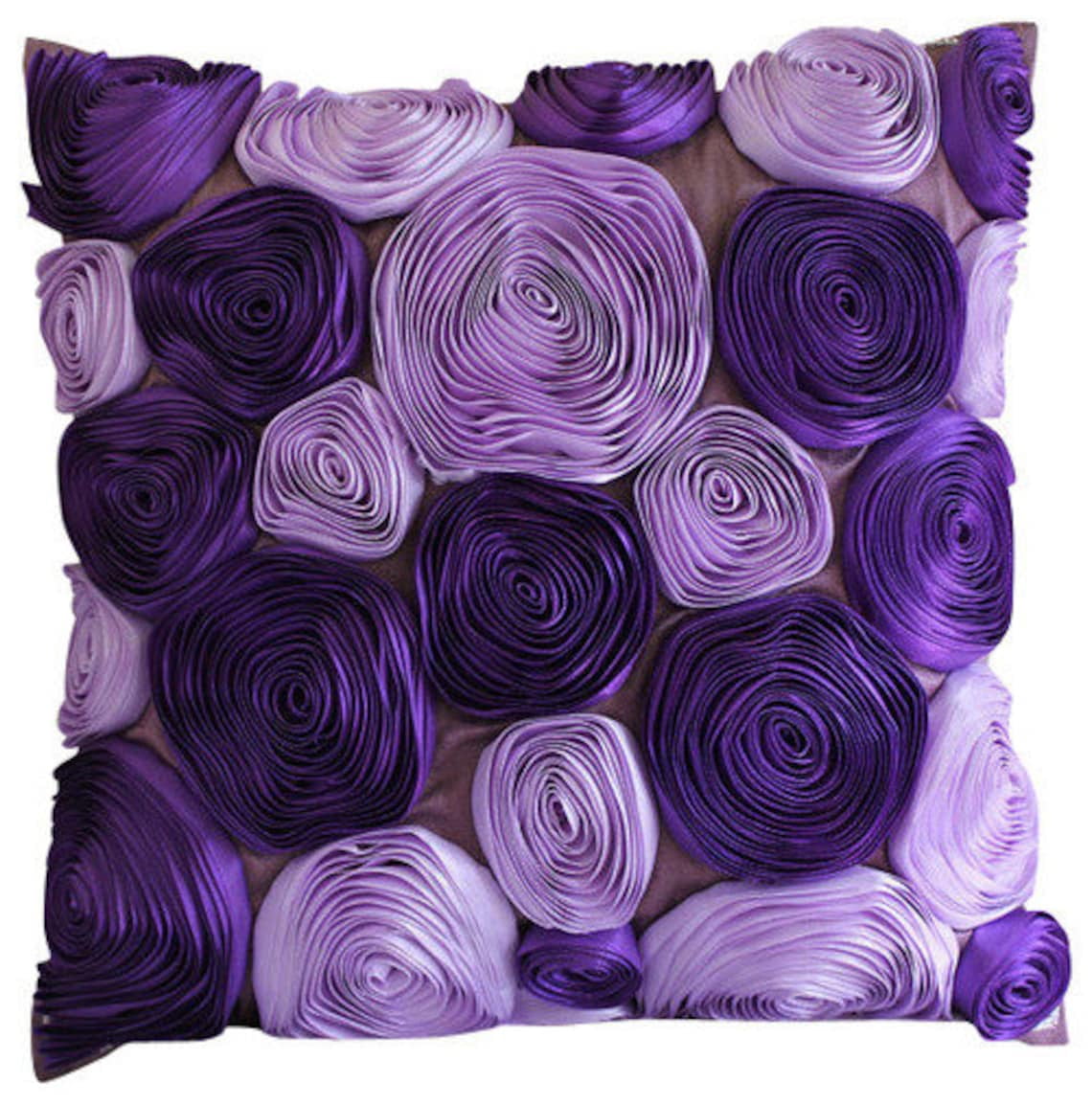 Purple Silk Euro Sham Pillow Covers, 26x26 inch, Decorative Floral ...