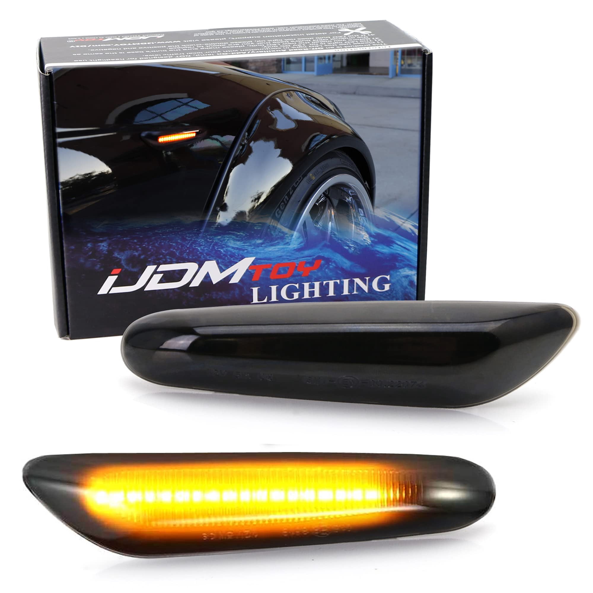 Euro Smoked Lens Amber Full LED Front Fender Side Marker Blinker Lights ...