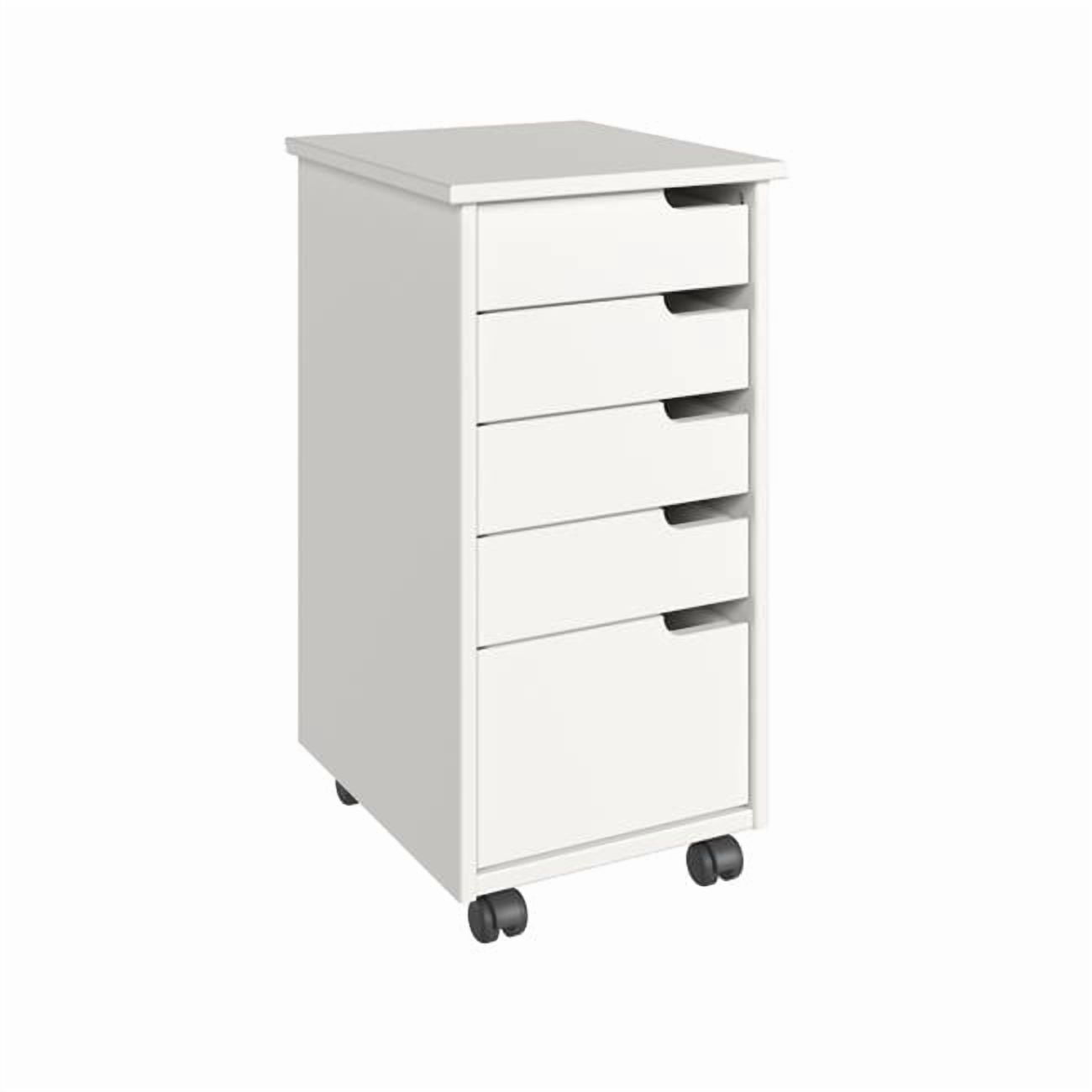 Euro Solid Wood 4 & 1 Drawer Narrow Roll Cart, White - Walmart.com