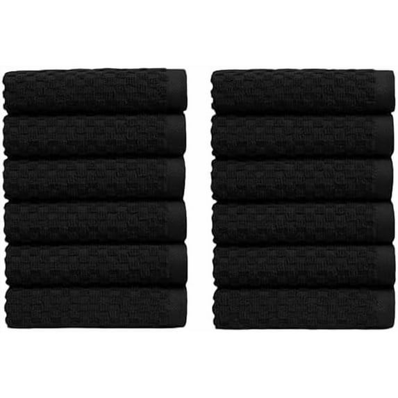 Euro Spa Waffle Wash Cloth - Set of 12 Luxury Pure Ringspun Cotton ...