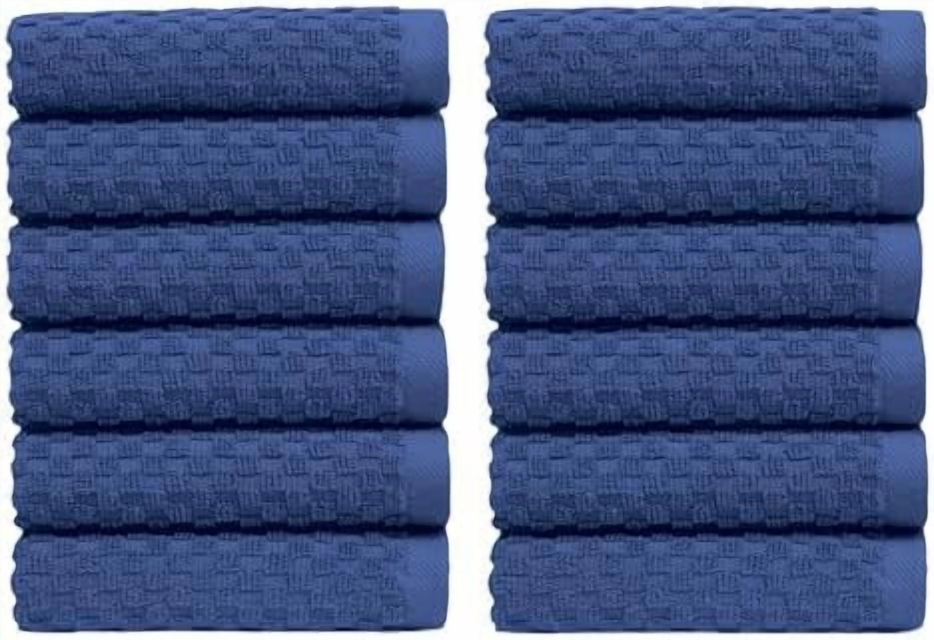 Euro Spa Waffle Wash Cloth - Set of 12 Luxury Pure Ringspun Cotton ...