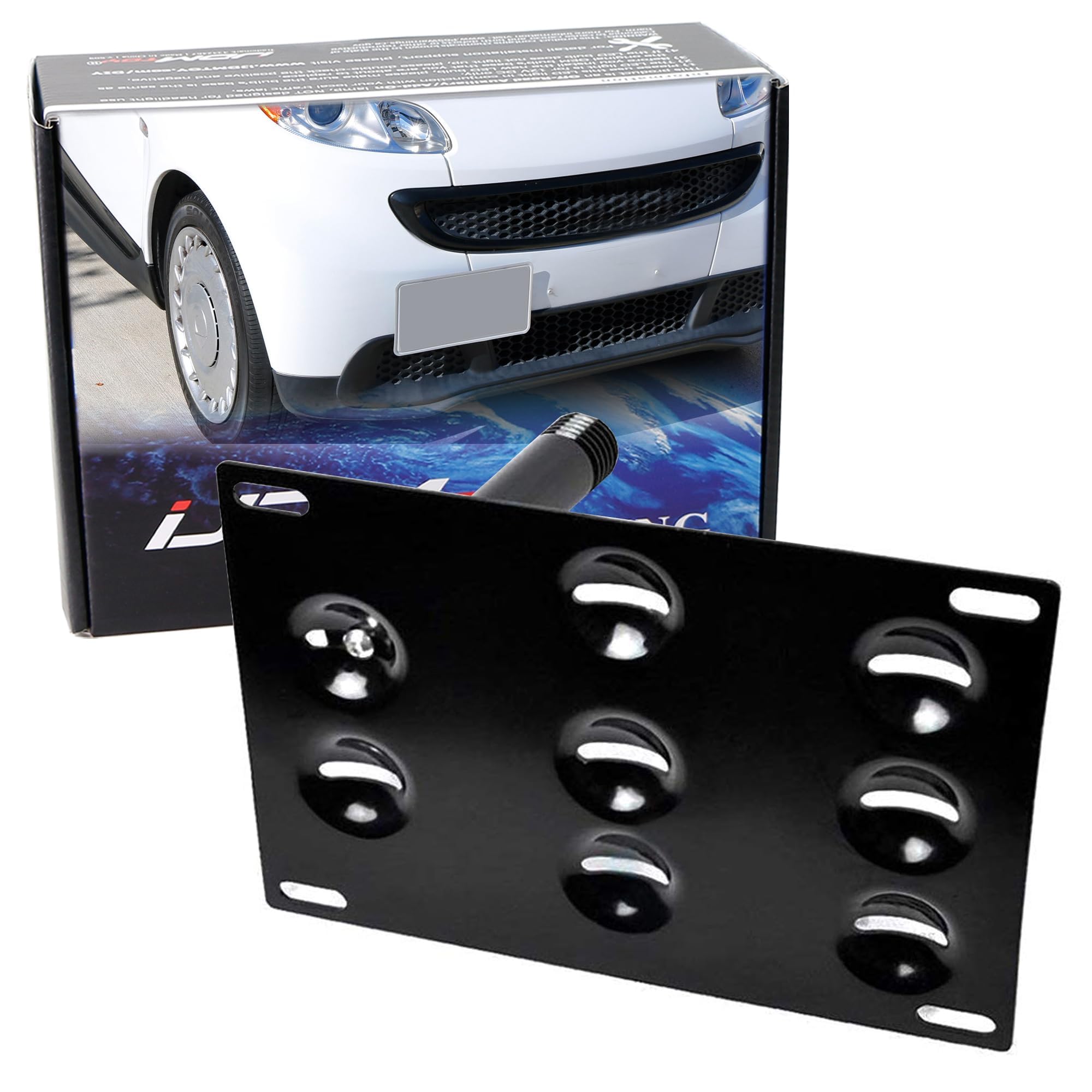 Euro Style No Drill Front Bumper Tow Hook License Plate Mounting ...
