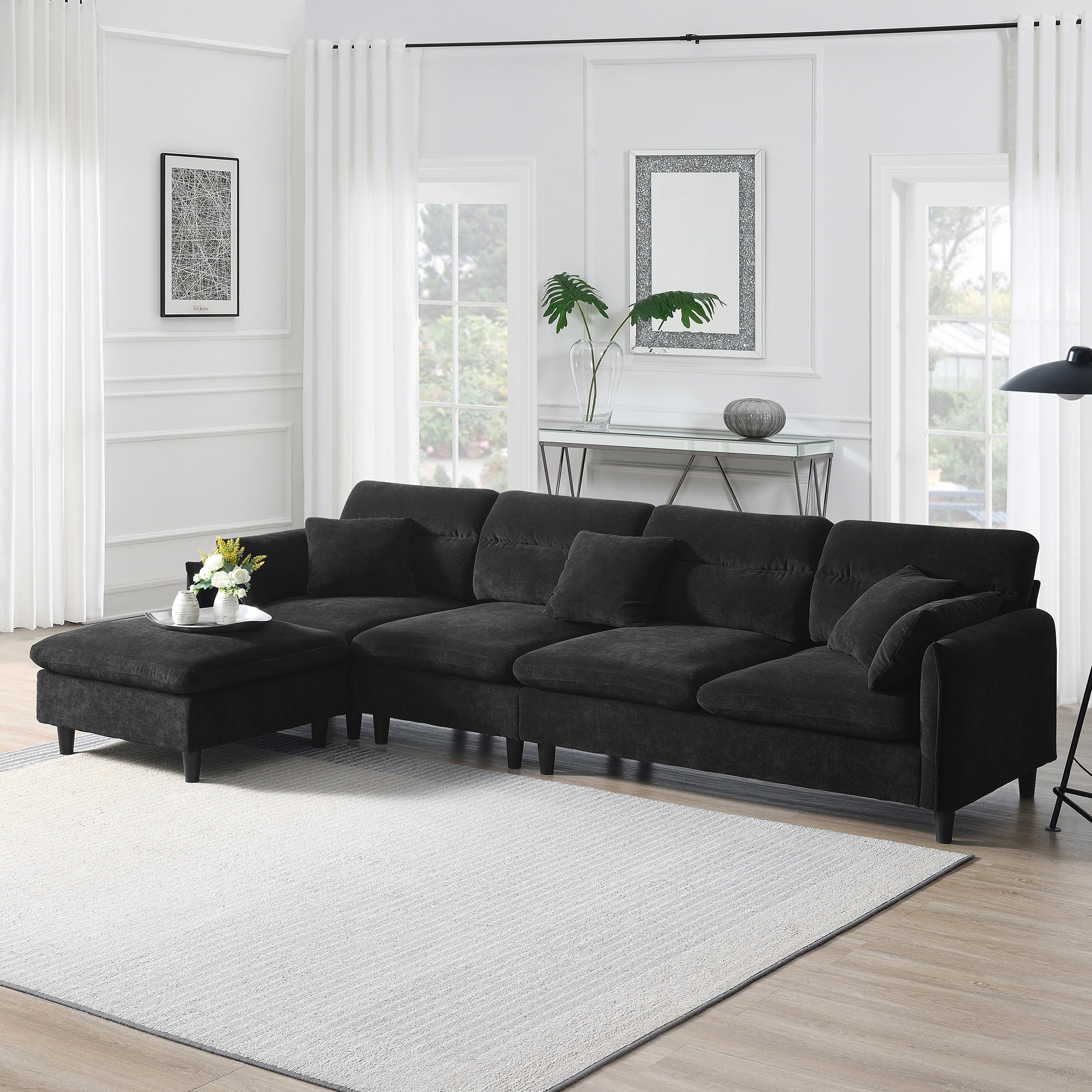 Euroco Modern Convertible Sectional Sofa - 110*62 - Walmart.com