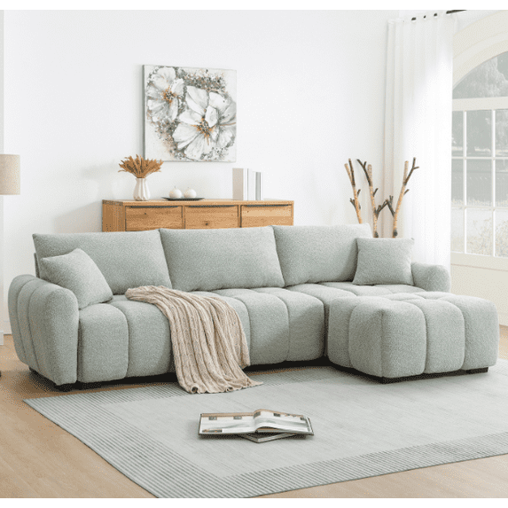 Euroco 110" Modular Sectional Sofa, L Shape with Extra-large Seat, Pull ...