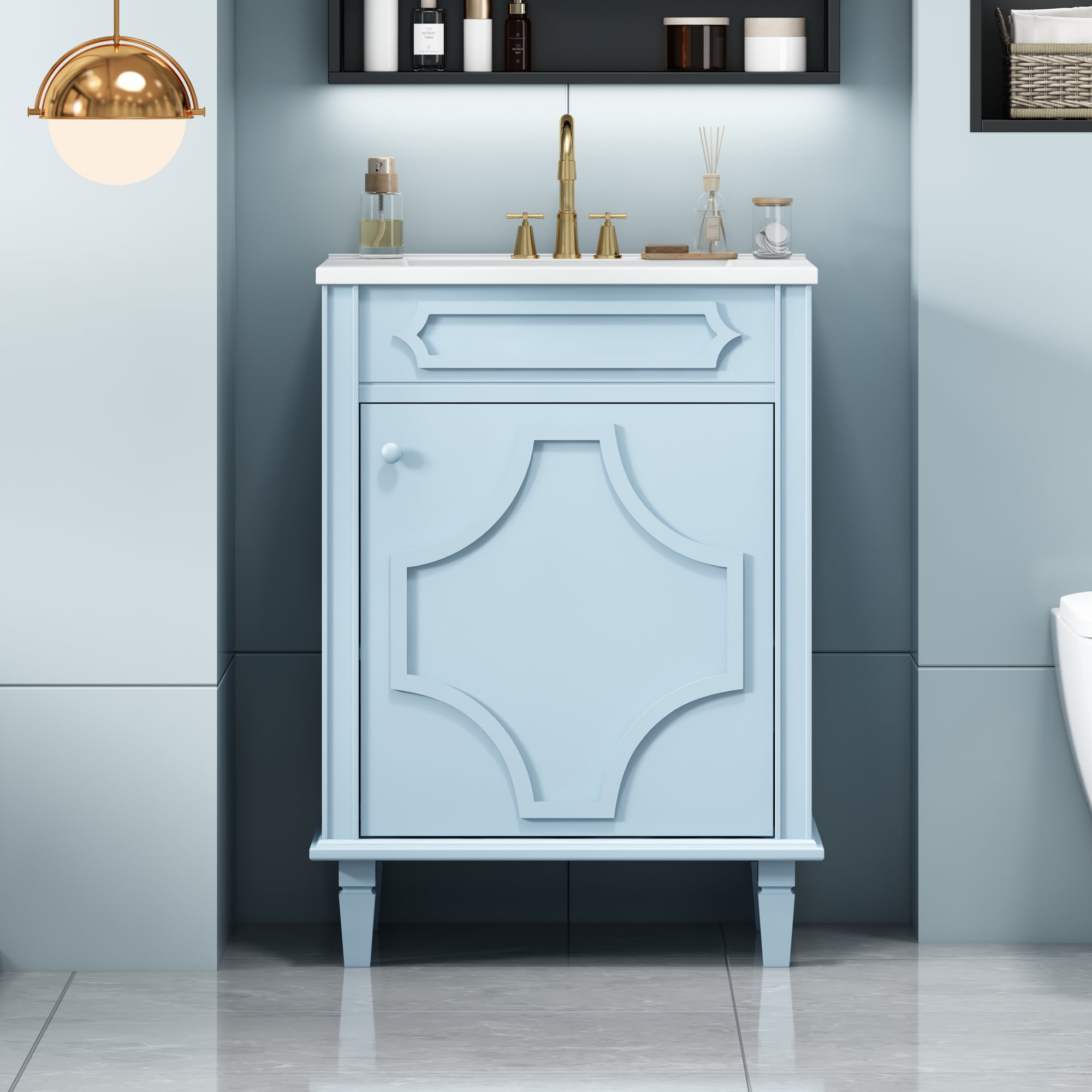 Euroco 24'' Bathroom Vanity with Ceramic Sink Combo, Modern ...