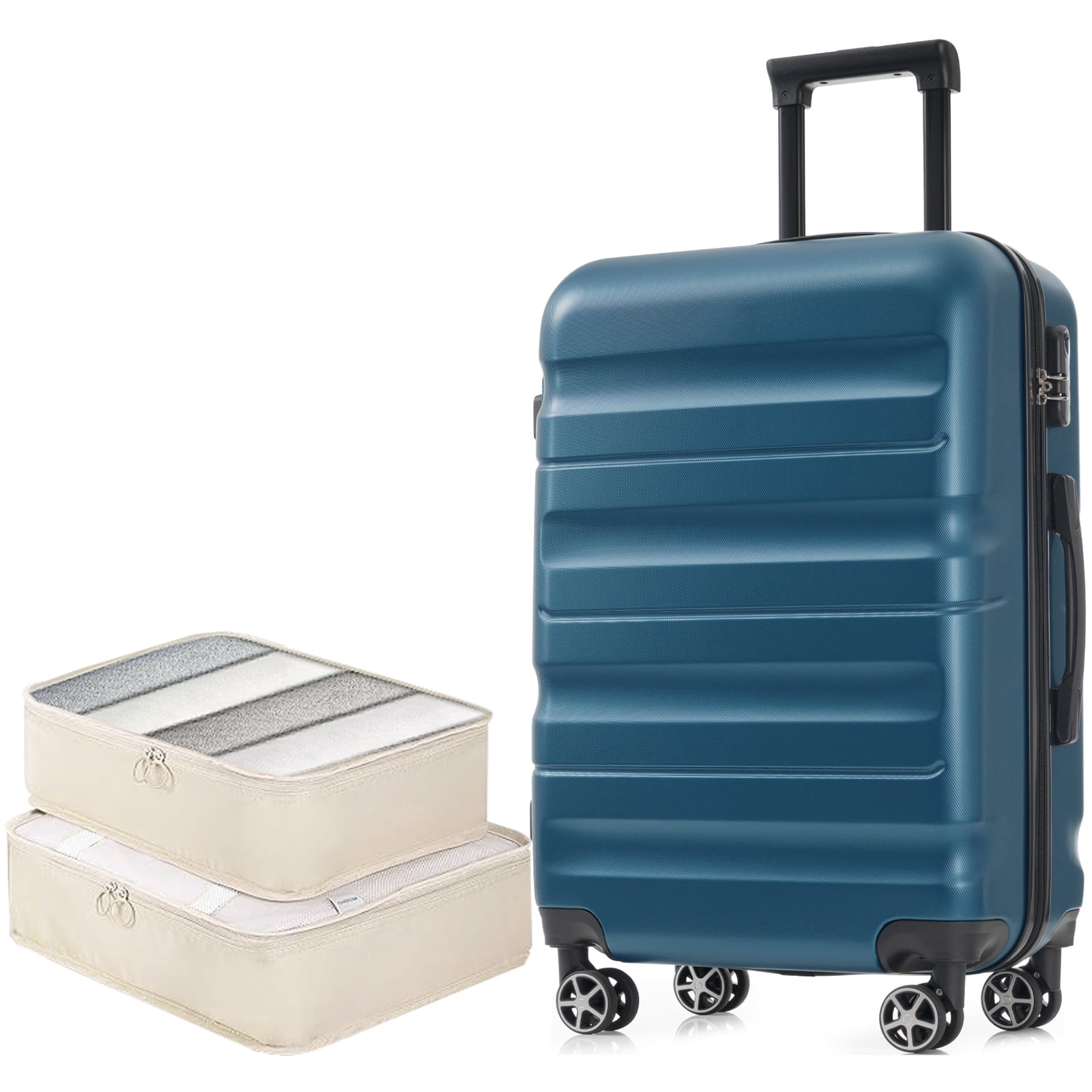 Euroco 3 Piece ABS Hardshell Luggage Sets ,24" Checked Suitcase with ...