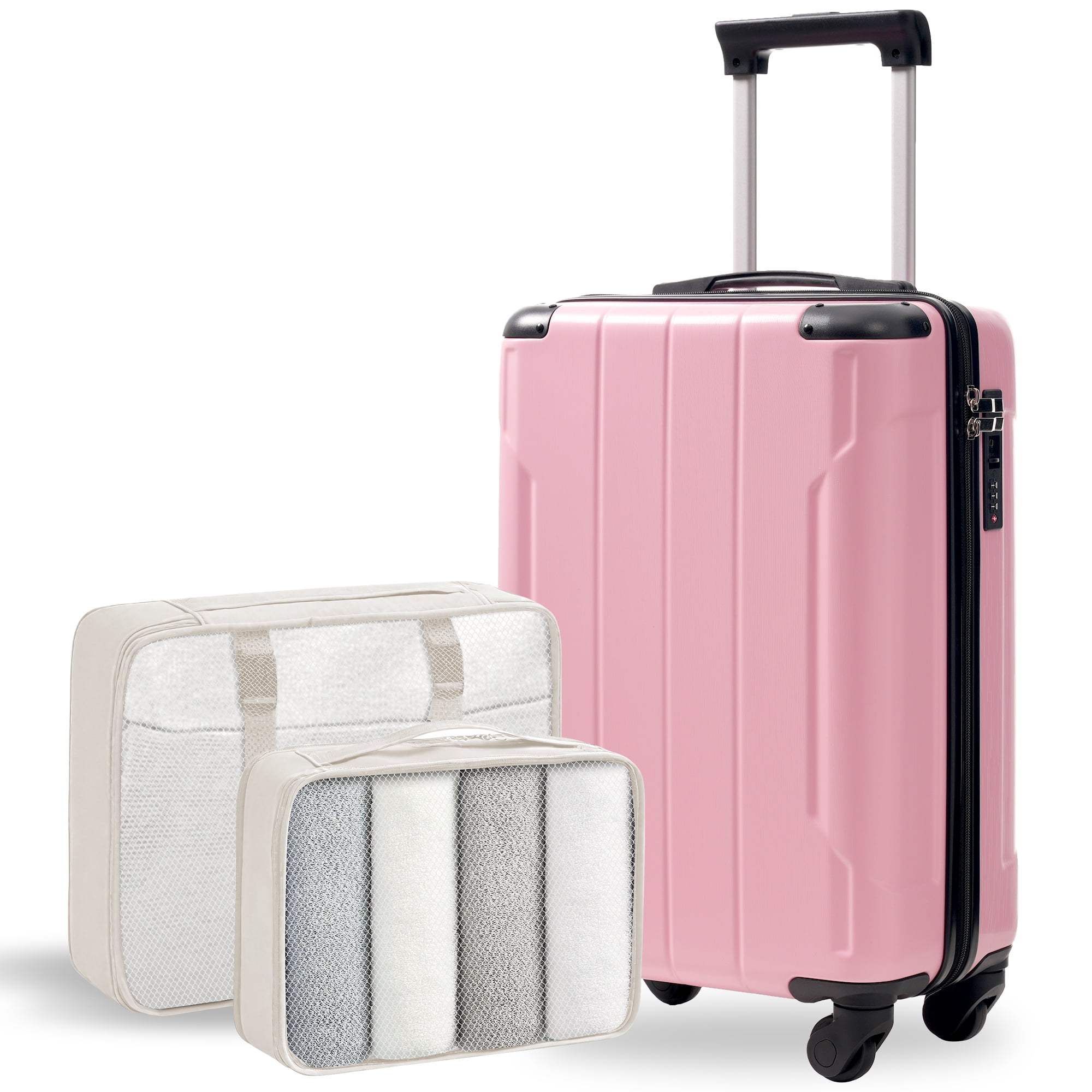 Euroco 3 Piece Luggage Sets,20" Hardshell Carry-On Luggage with 2 ...
