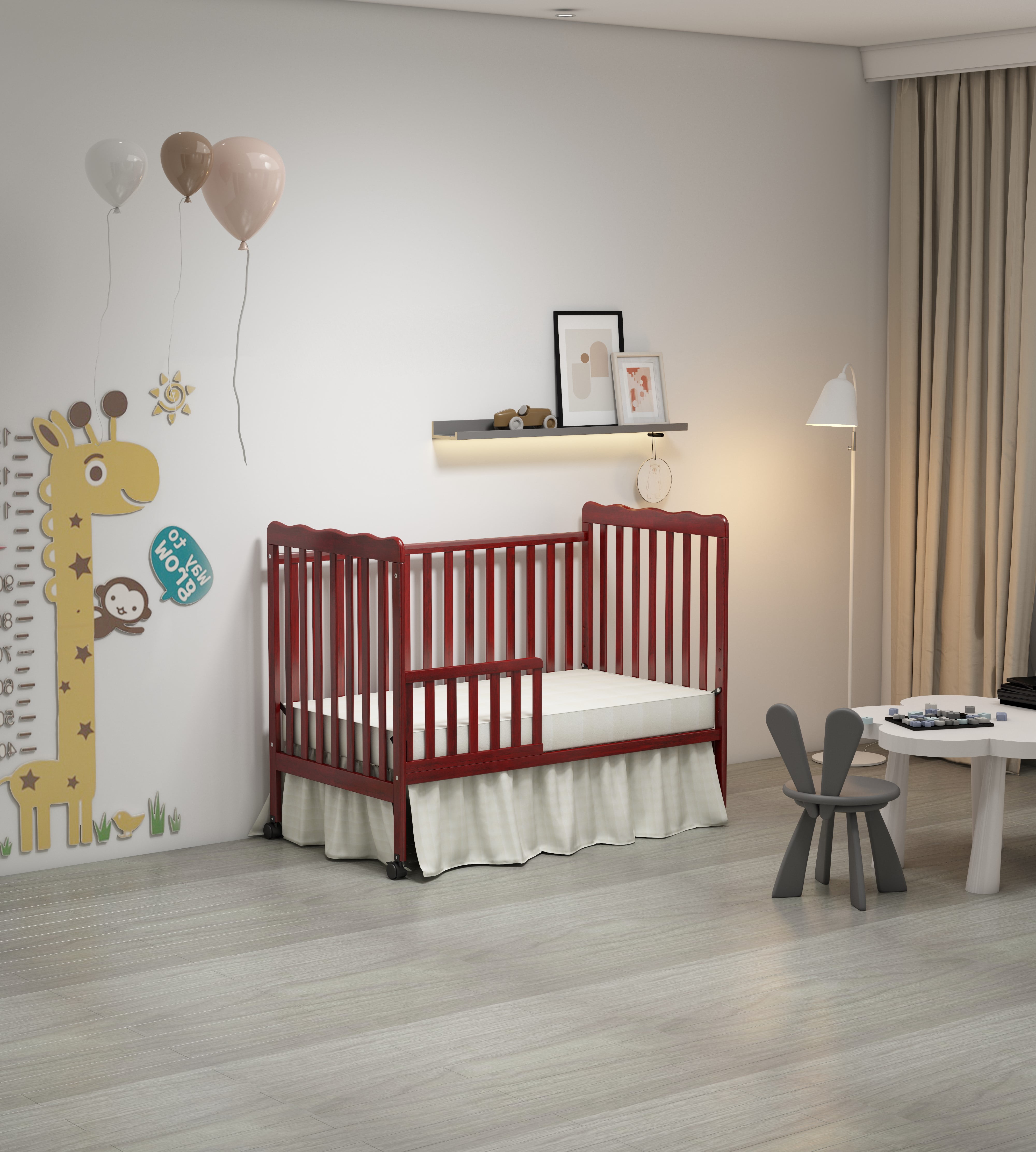 Euroco 3-in-1 Convertible Crib, Baby Crib with Drawers, Wood and Metal ...