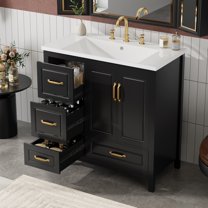 Euroco 36” Bathroom Vanity with Sink Combo, Freestanding Vanity Cabinet ...