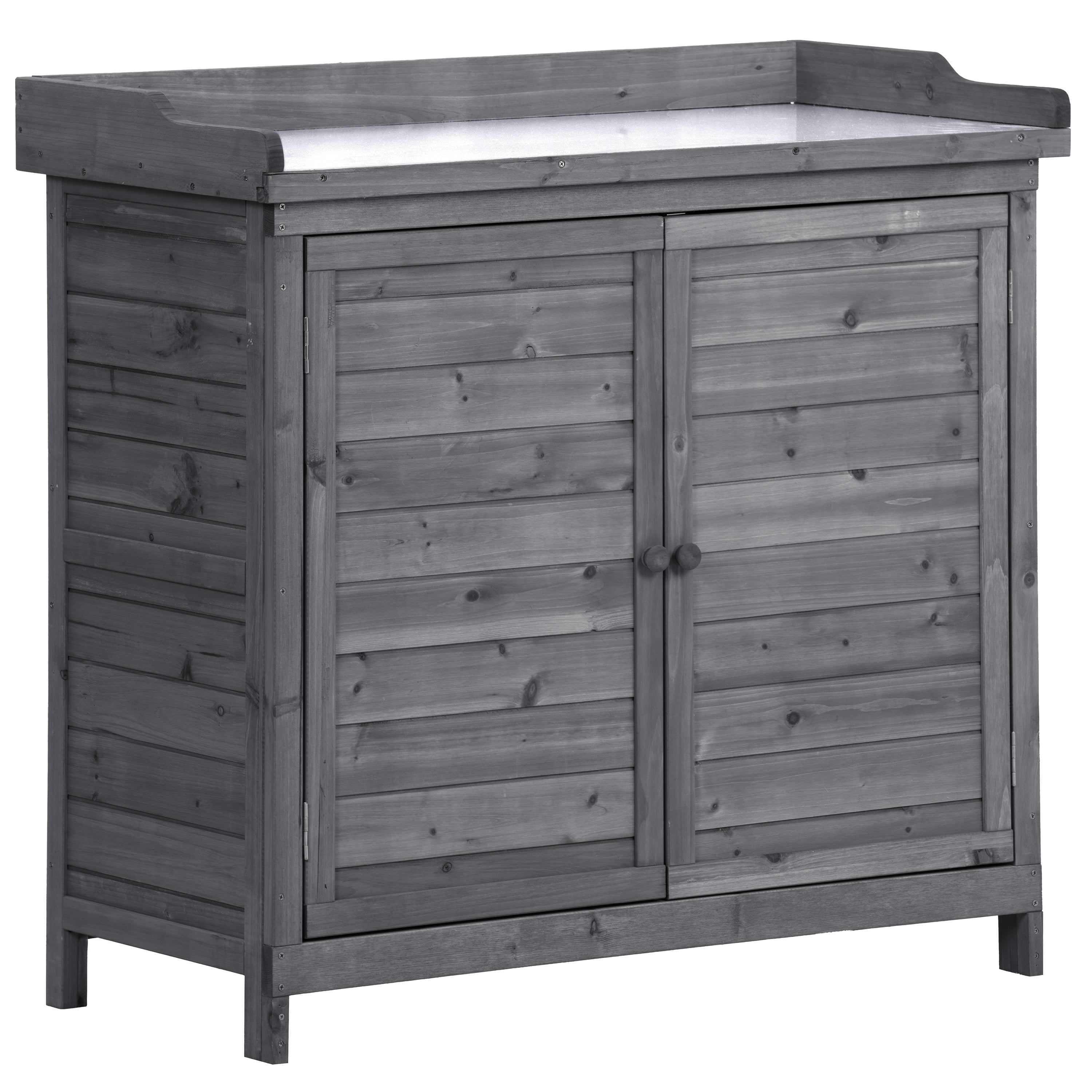 Euroco 39" Outdoor Potting Bench Table, Rustic Garden Wood Workstation ...