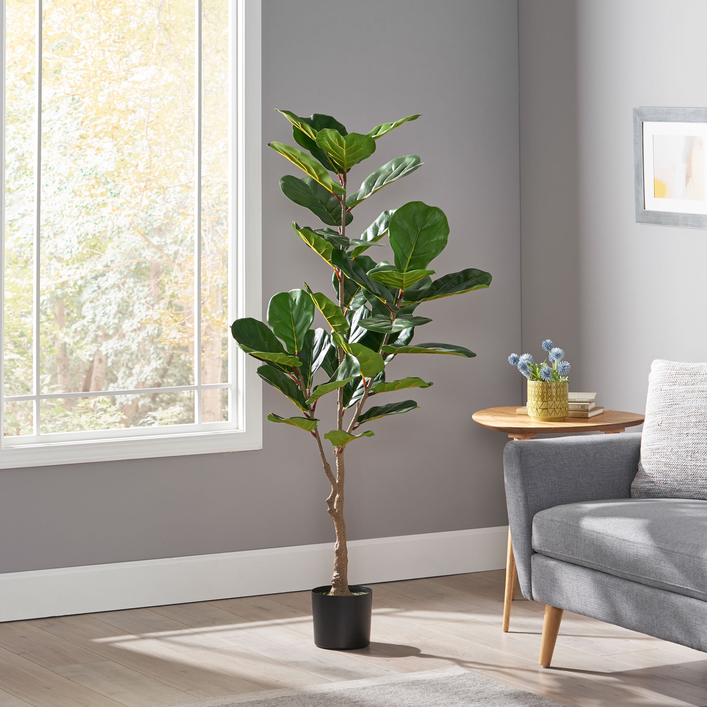 Euroco 4.9FT Artificial Fiddle Leaf Fig Tree,Faux Plant Fake Ficus ...