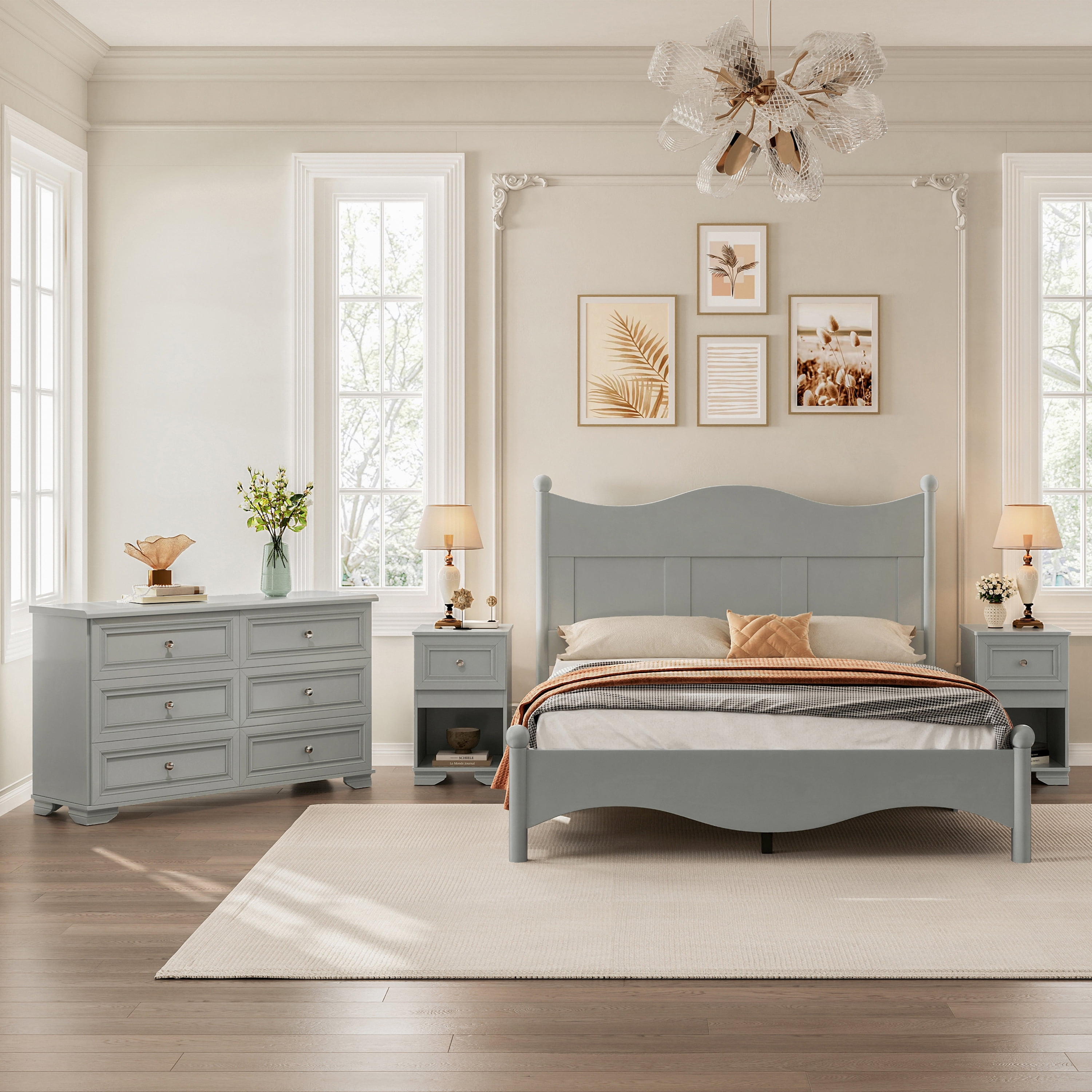 Bedroom Furniture Set - Queen Bed, 2 Nightstands, Dresser - Walmart.com