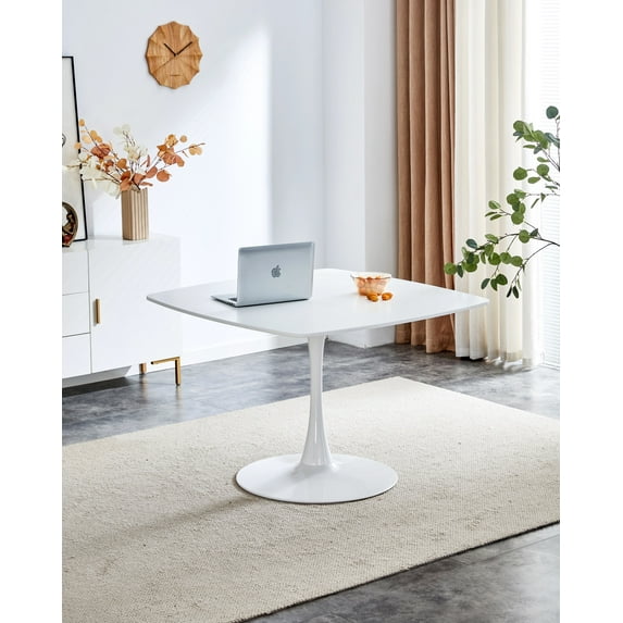 Euroco 42" Wood Dinning Table for 4 ,Mid-Century Tulip Table with Metal ...